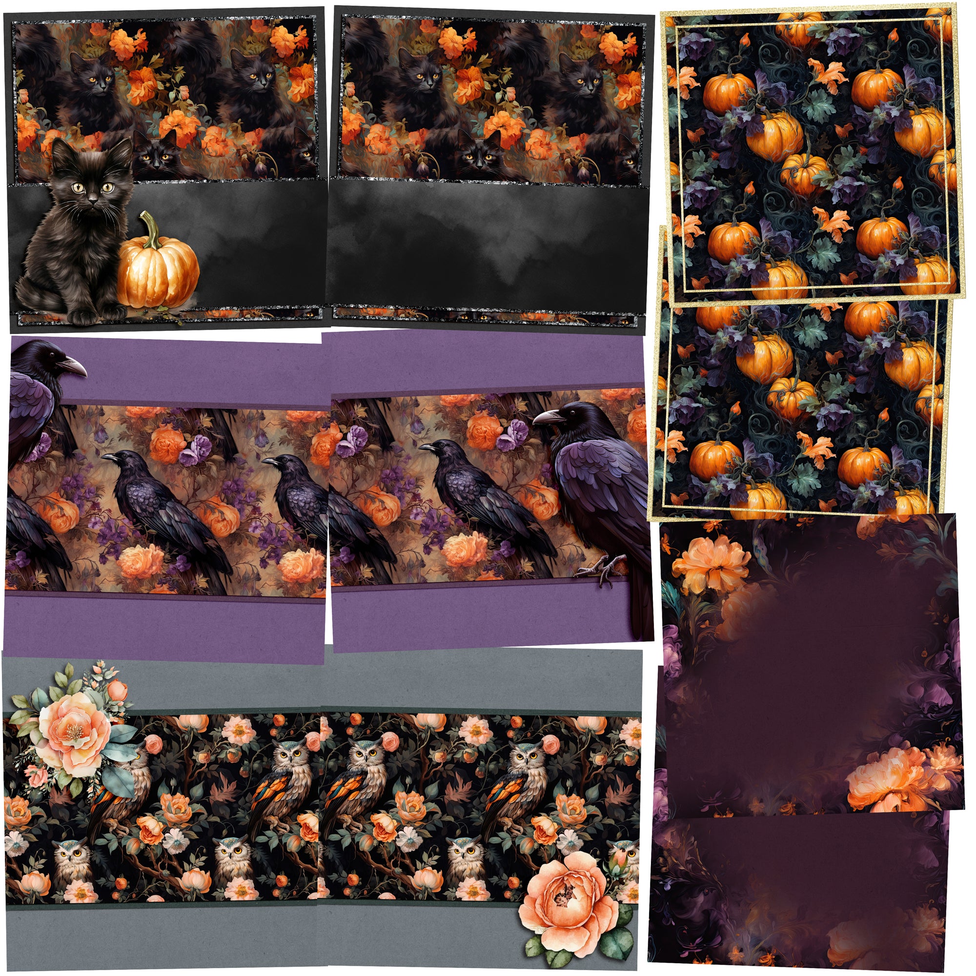 Rococo Halloween - EZ Background Pages - Digital Bundle - 10 Digital S ...
