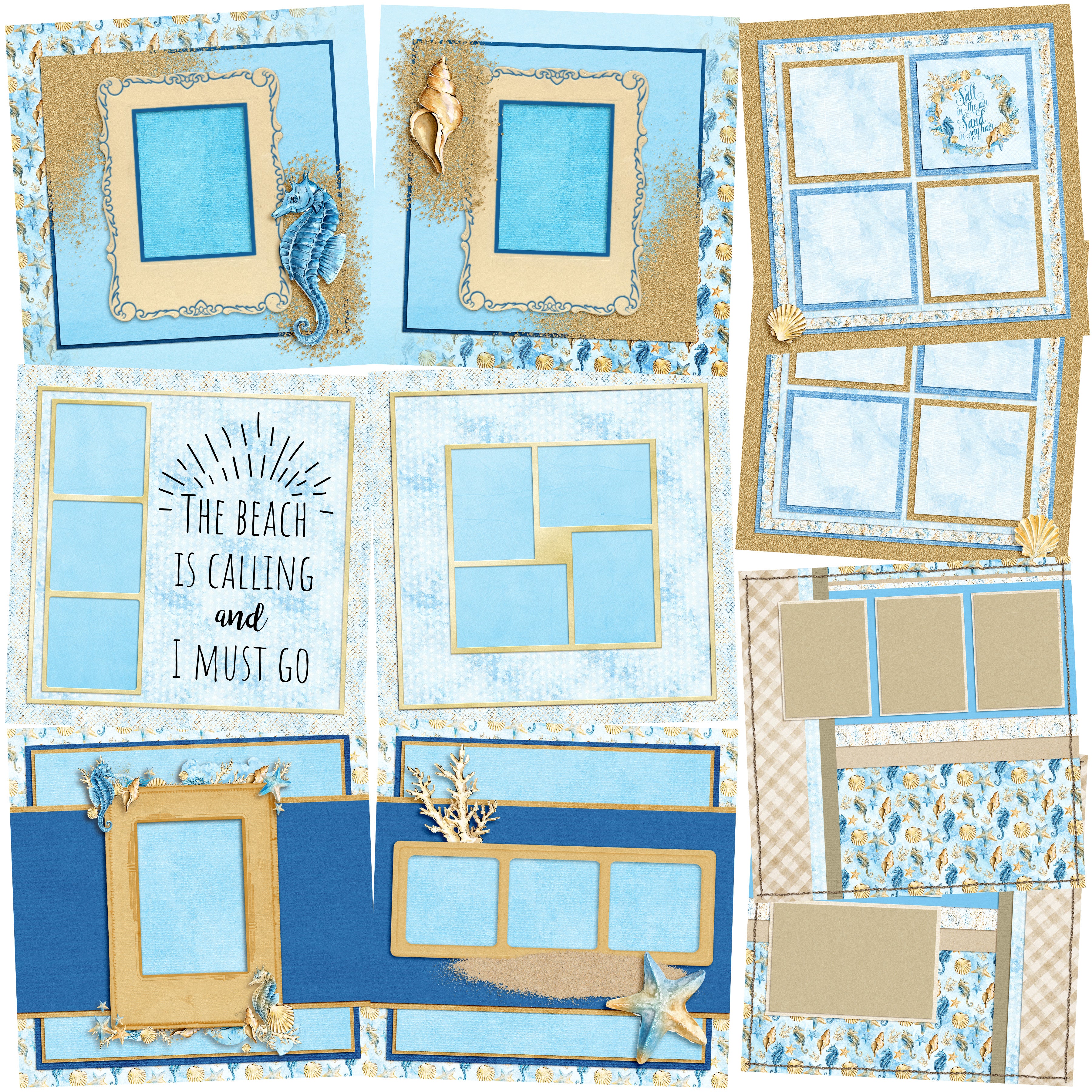 Sand & Sea - Set of 5 Double Page Scrapbook Layouts - 25-1092 ...