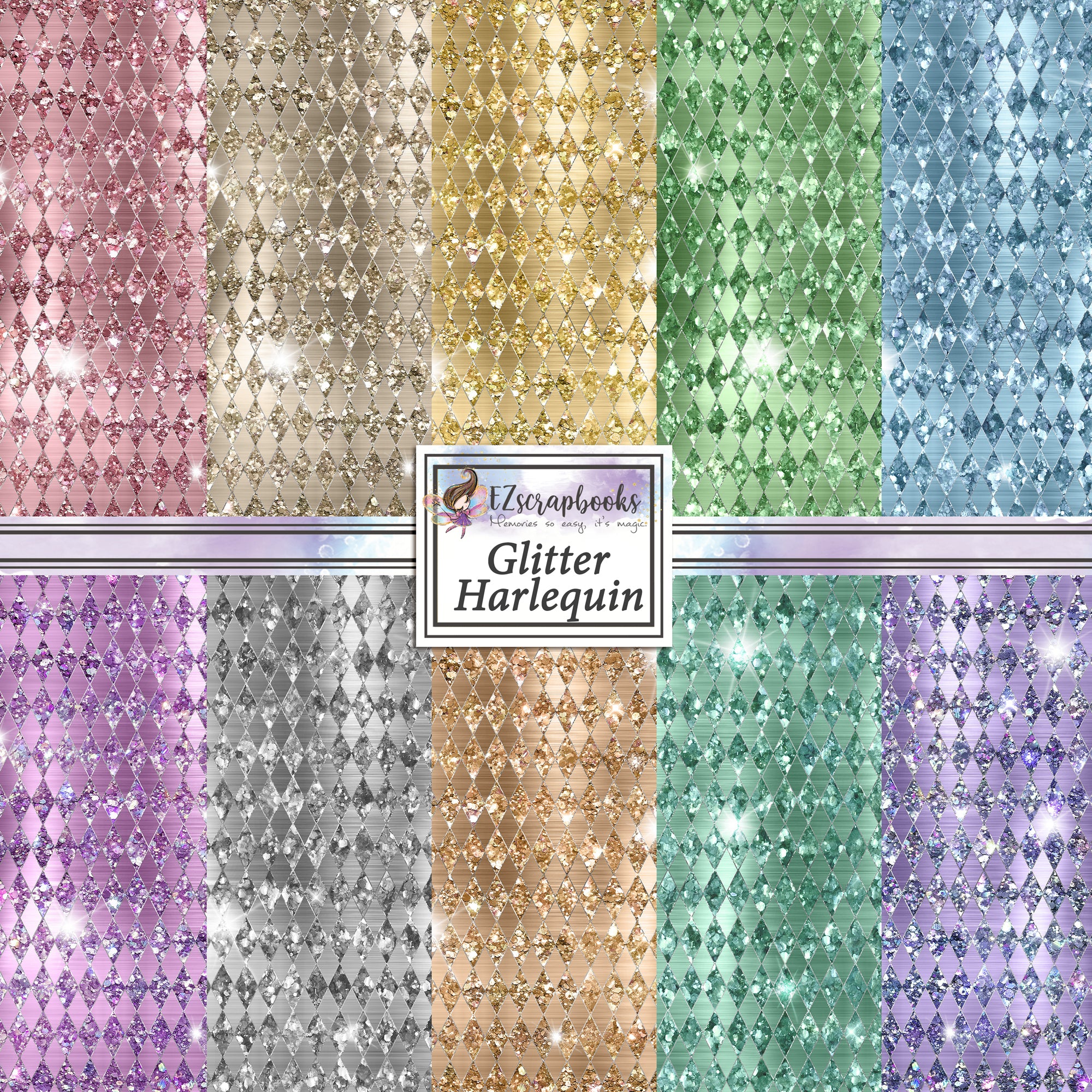 Glitter Harlequin 12X12 Paper Pack - 8490 – EZscrapbooks