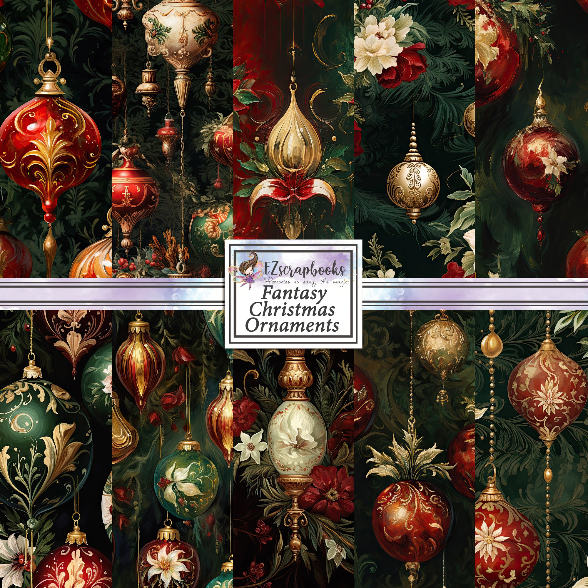 Fantasy Christmas Ornaments 12X12 Paper Pack - 8586 – EZscrapbooks