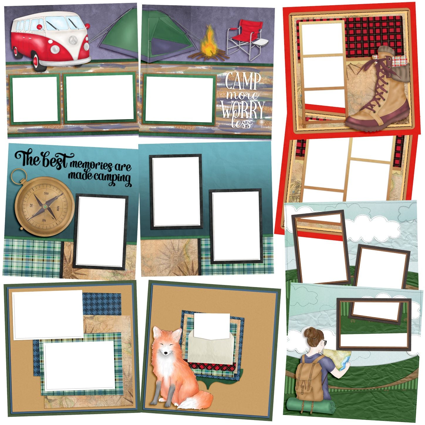 Camping Memories - EZ Quick Pages - Digital Bundle - 10 Digital Scrapb ...