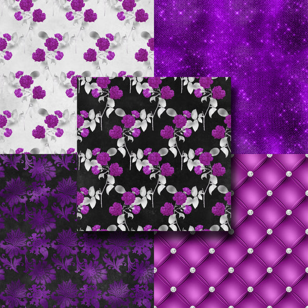 Royal Purple & Silver Floral - Paper Pack - 8412 – EZscrapbooks