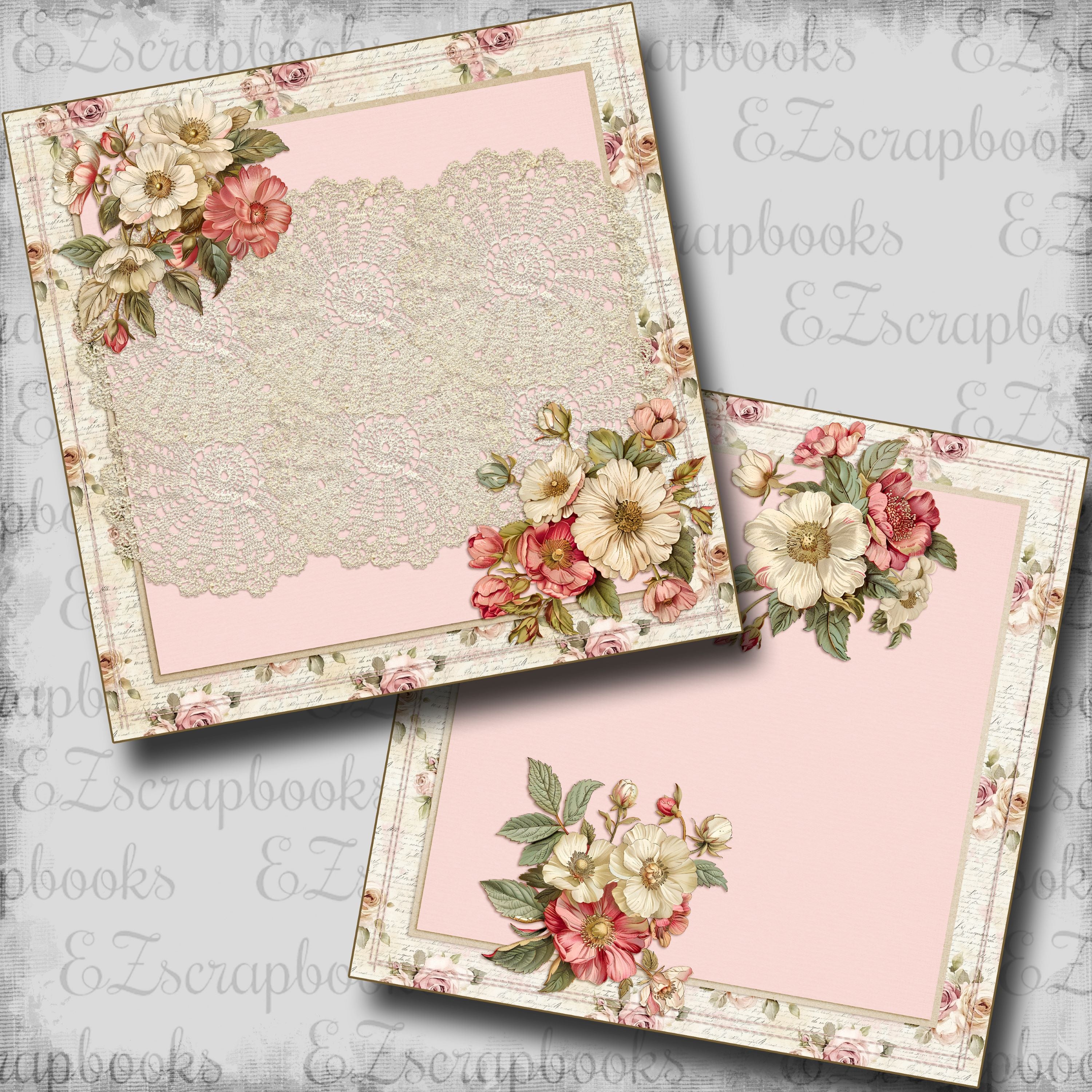 Floral & Lace Pink NPM - Scrapbook Layout - 25-563 – EZscrapbooks
