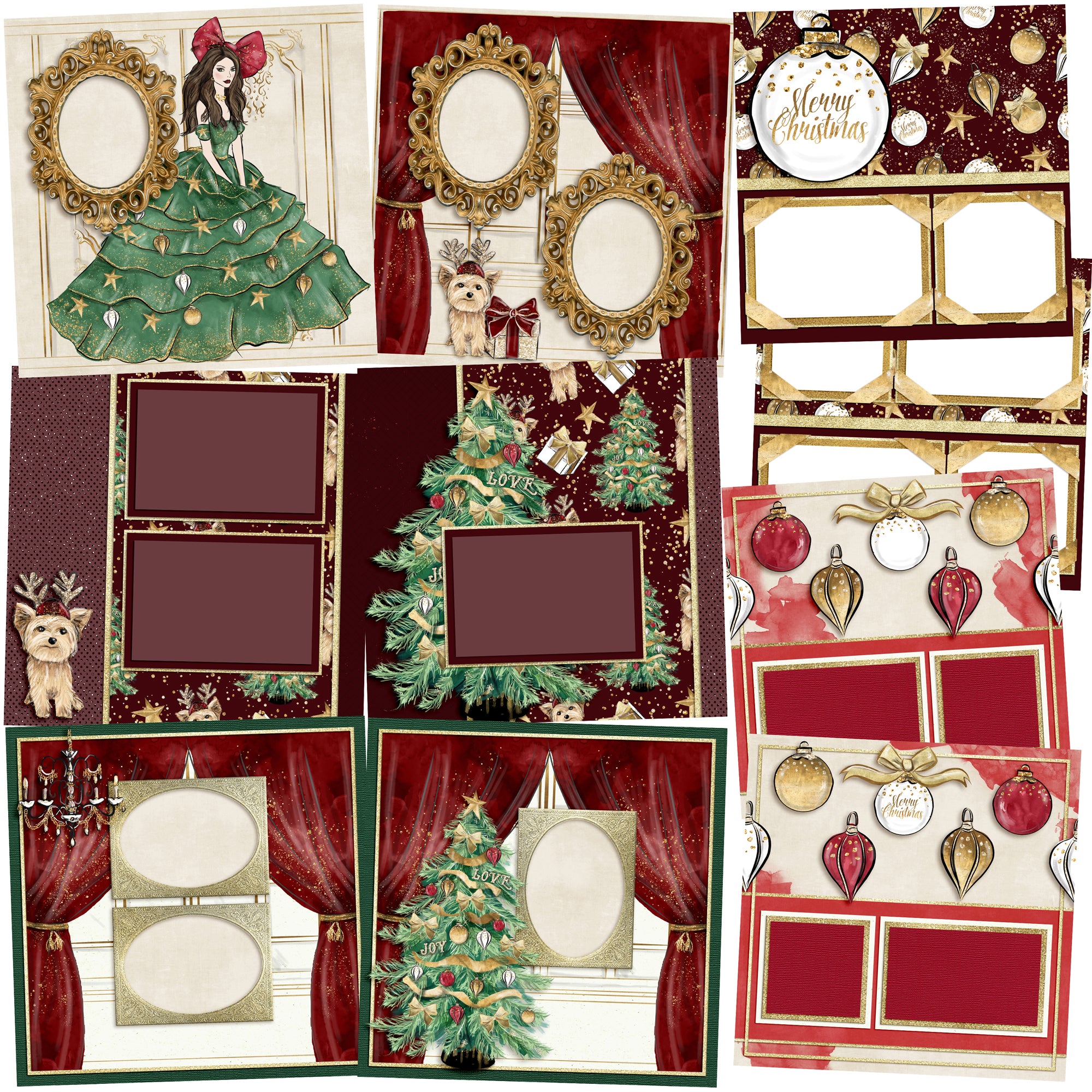 Christmas Glam - Set of 5 Double Page Layouts - 1830 – EZscrapbooks