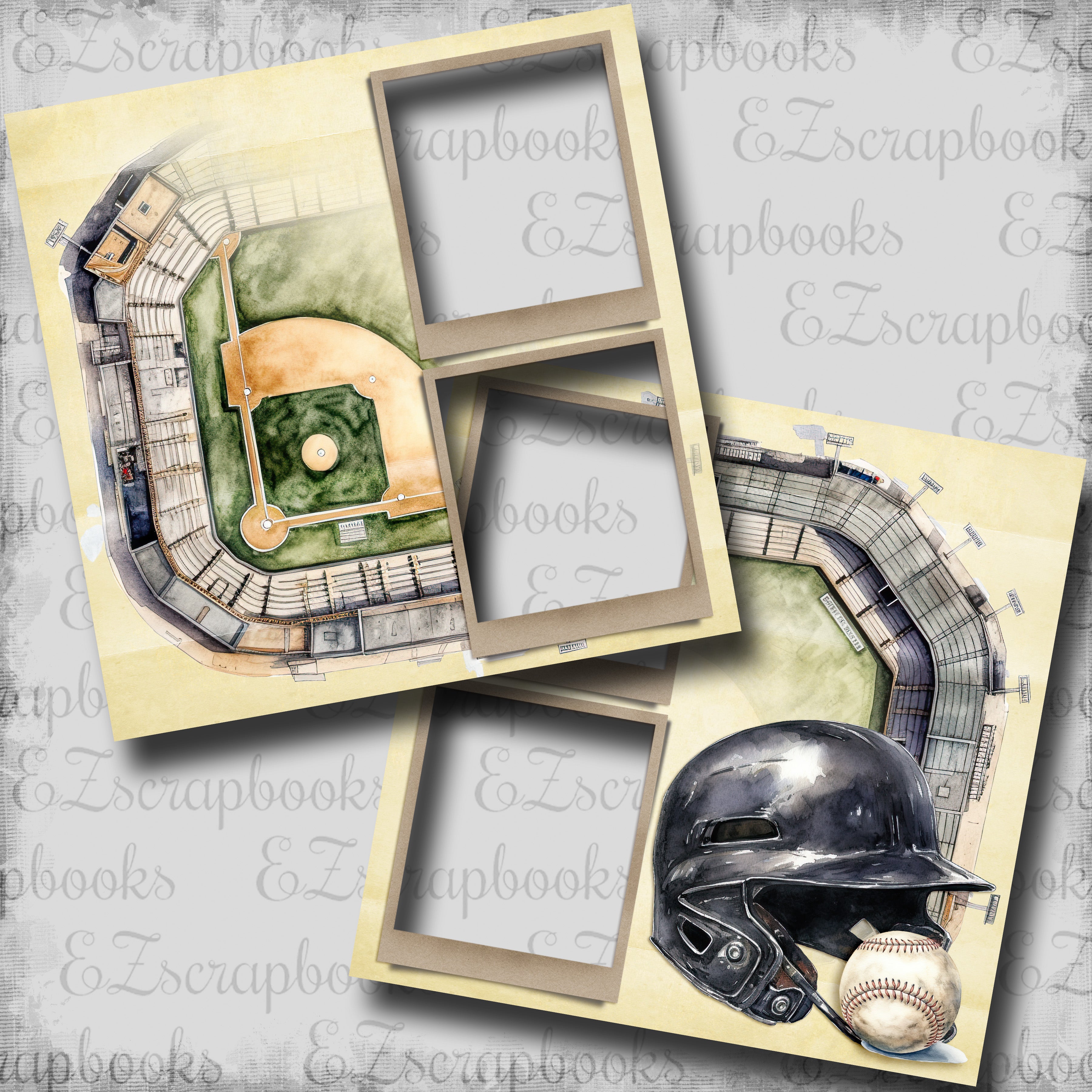 Baseball Field - Digital Scrapbook Pages - INSTANT DOWNLOAD – EZscrapbooks