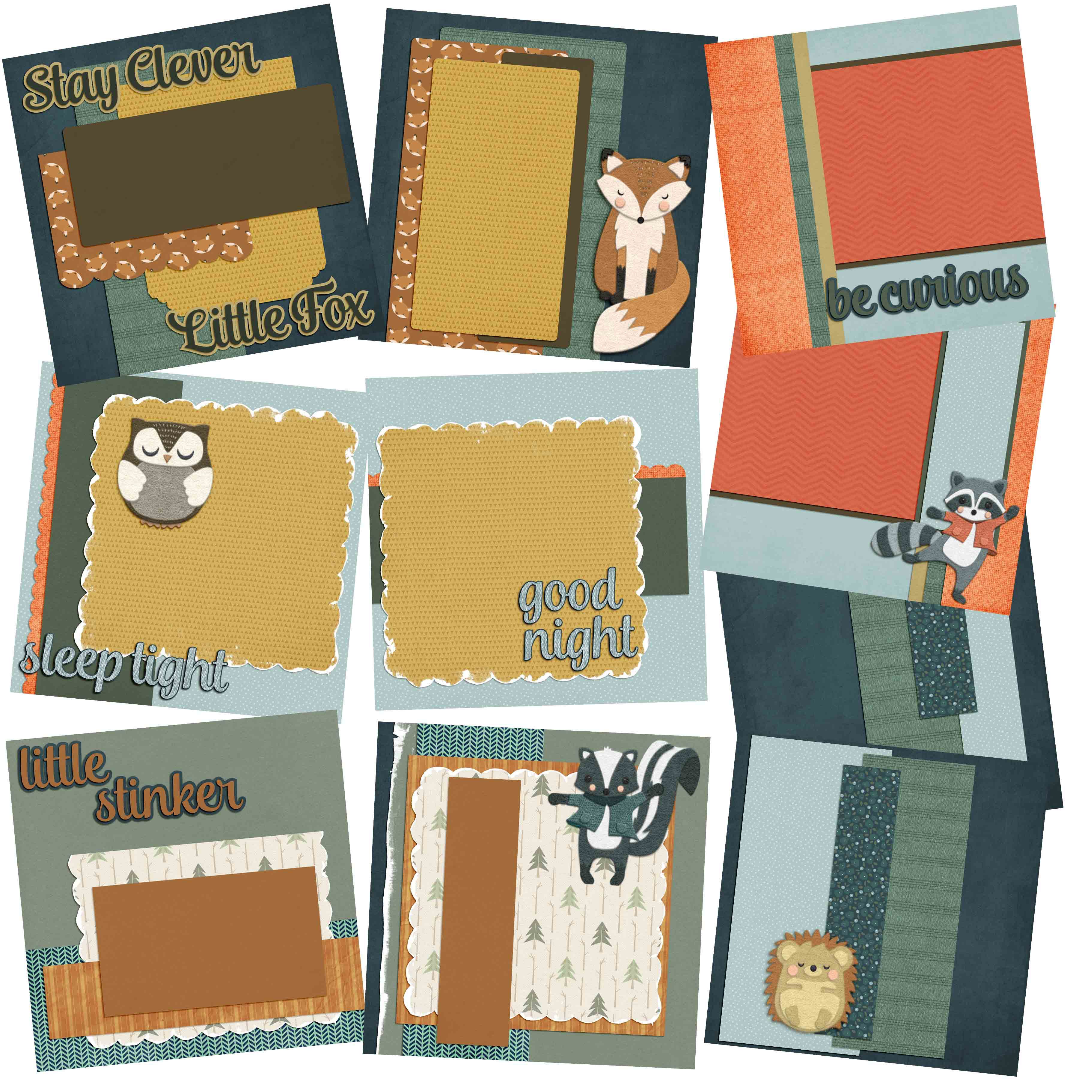 Forest Animals NPM - Set of 5 Double Page Layouts - 1527 – EZscrapbooks