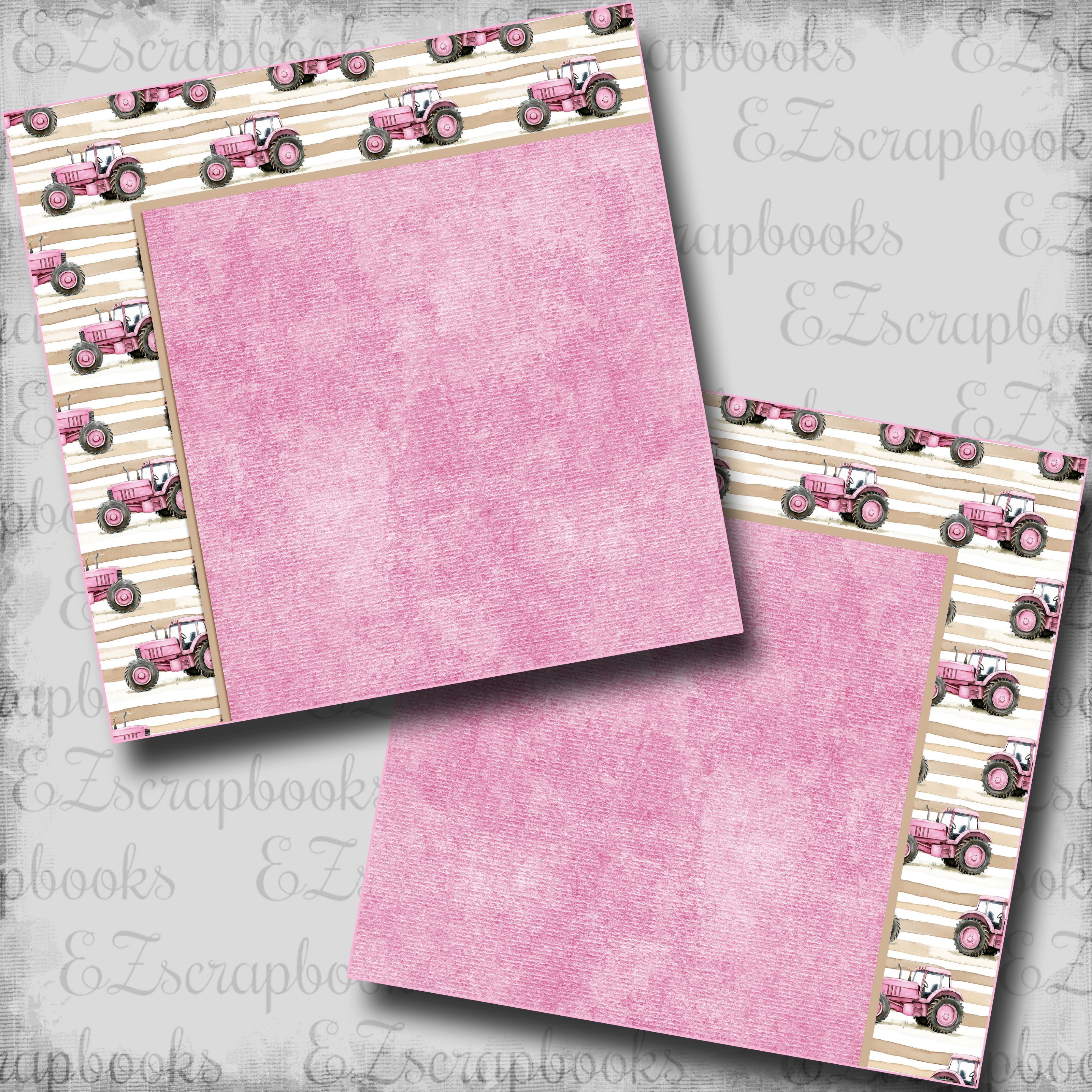 Pink Farm Tractors NPM - Scrapbook Layout - 25-745 – EZscrapbooks