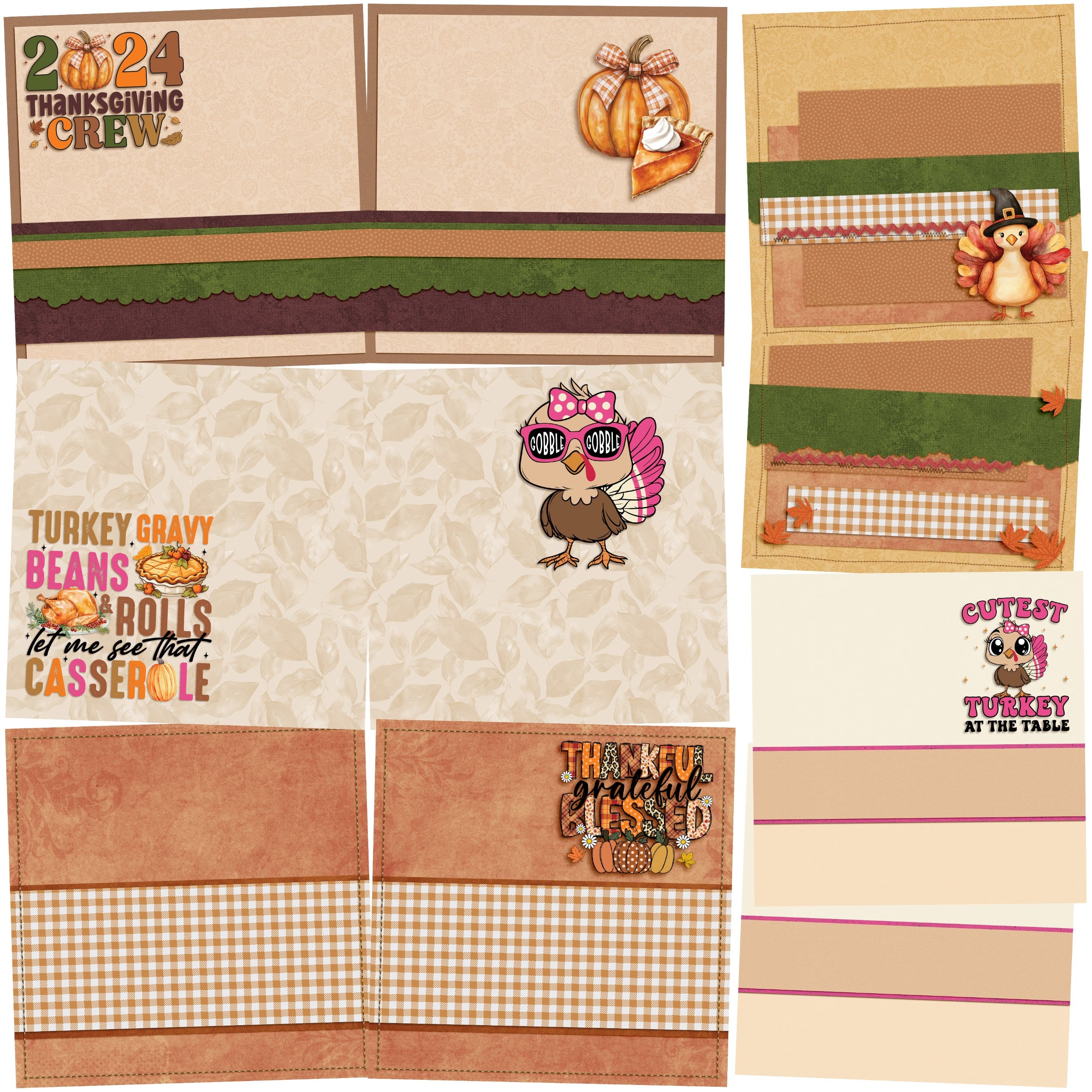 Turkey Gravy Beans & Rolls Girl EZ Background Pages - Digital Bundle ...