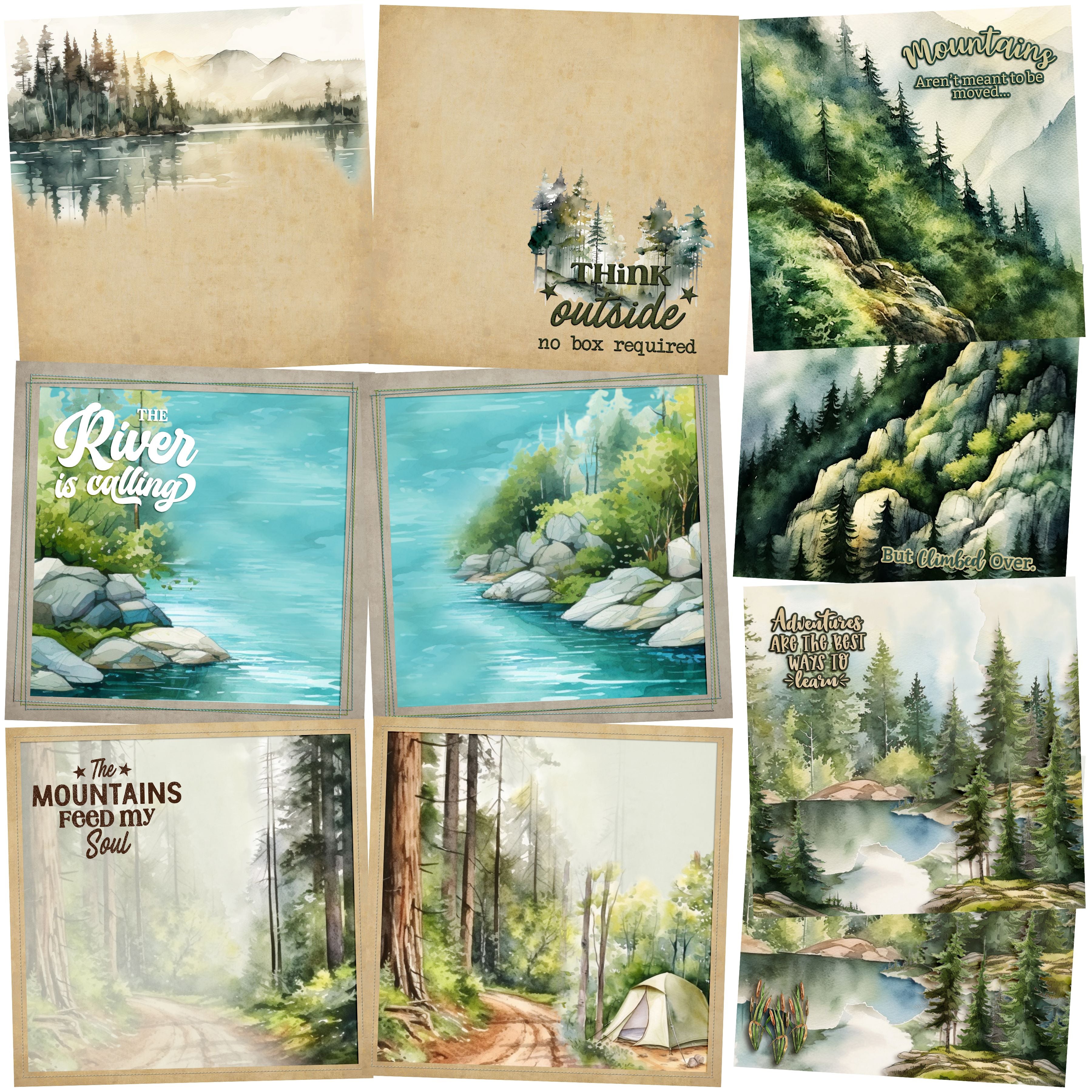 Outside Adventures NPM - Set of 5 Double Page Scrapbook Layouts - 25-1 ...