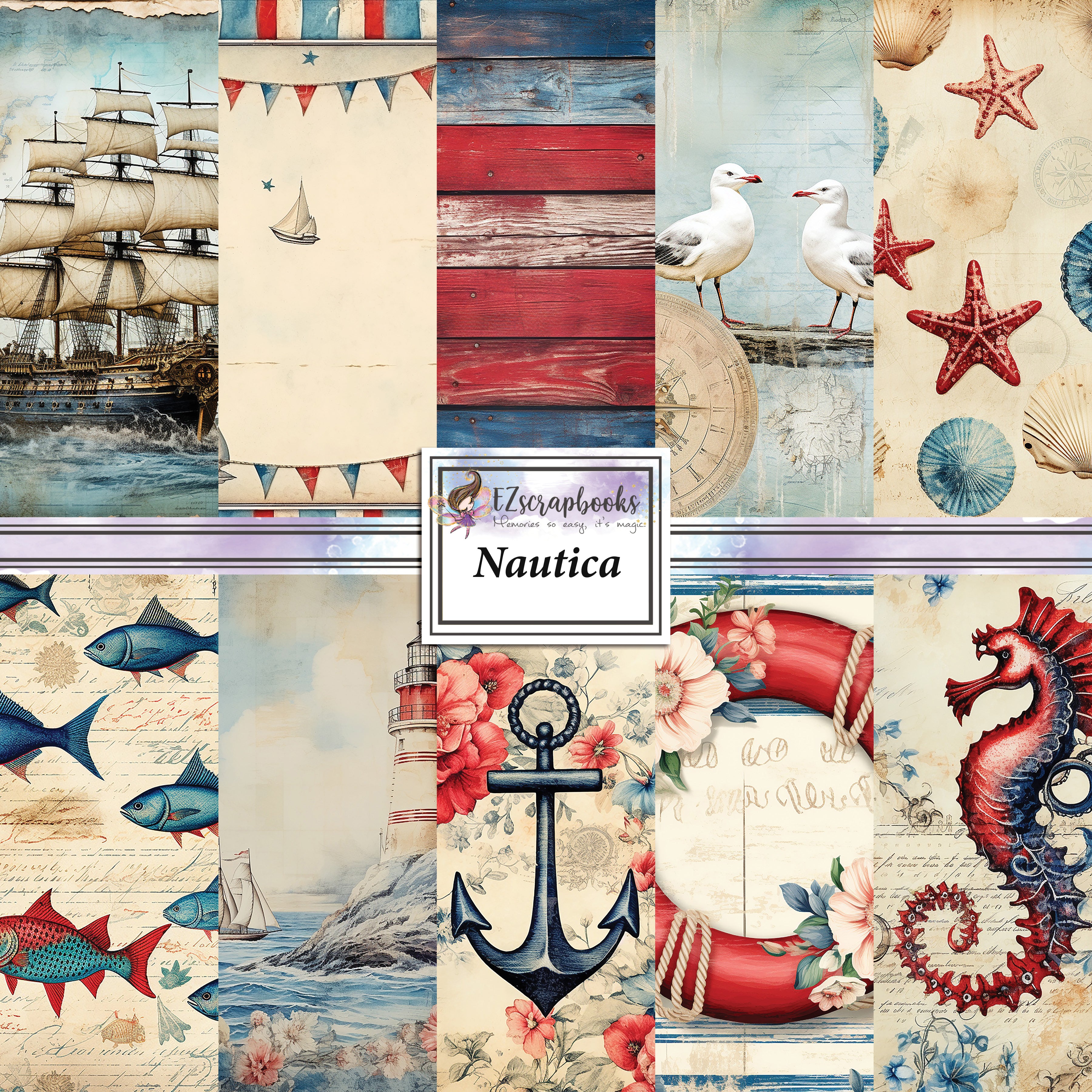 Nautical - 12X12 Scrapbook Paper Pack - 25-8136 – EZscrapbooks