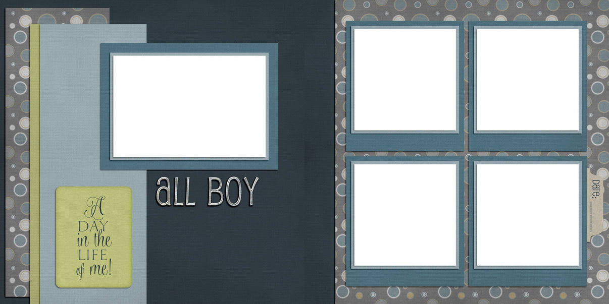 All Boy EZ Quick Pages - Digital Bundle - 10 Digital Scrapbook Pages ...