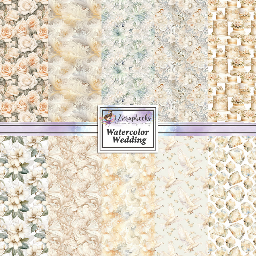 Watercolor Wedding 12X12 Paper Pack - 8750 – EZscrapbooks