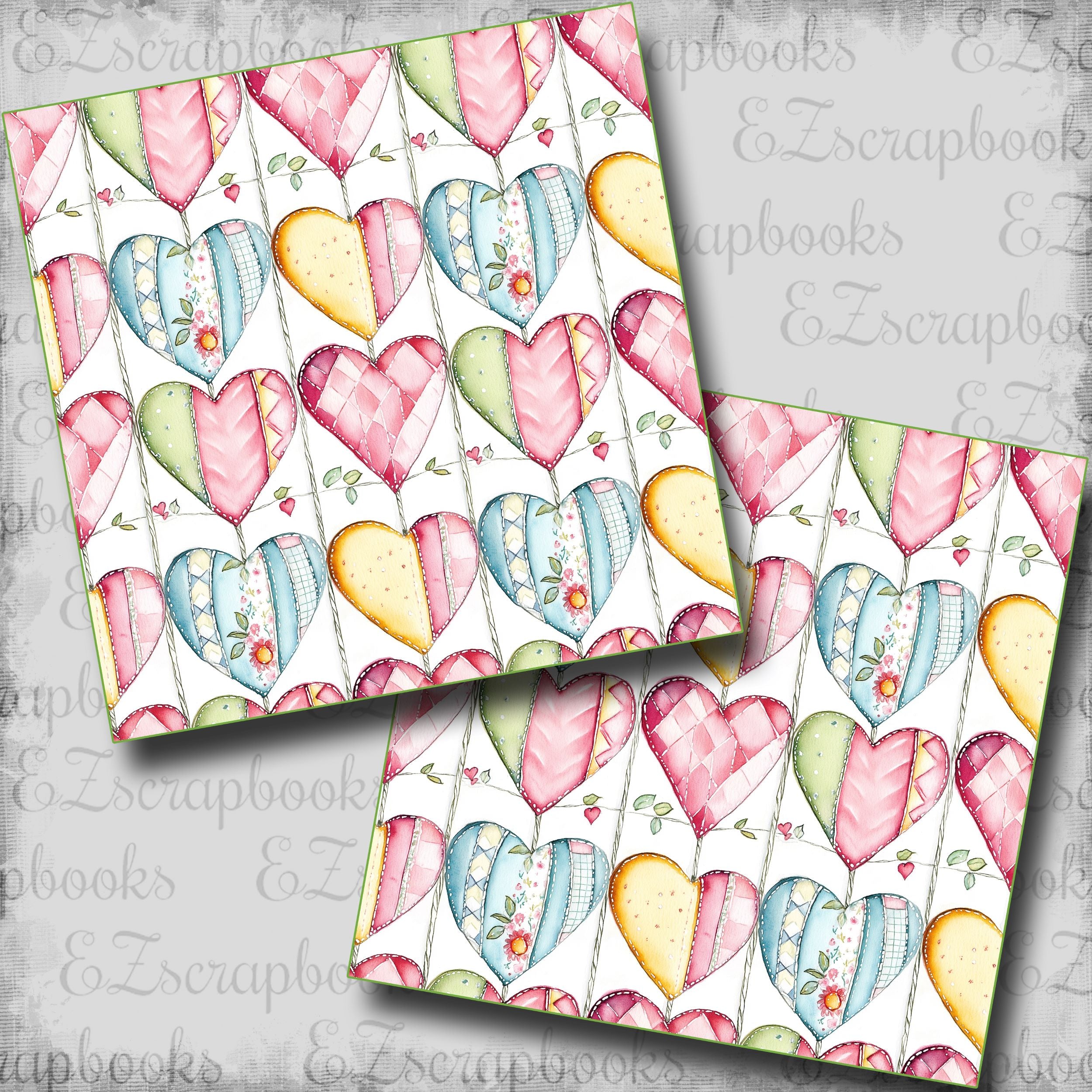 Patchwork Hearts - Scrapbook Papers - 25-385 – EZscrapbooks