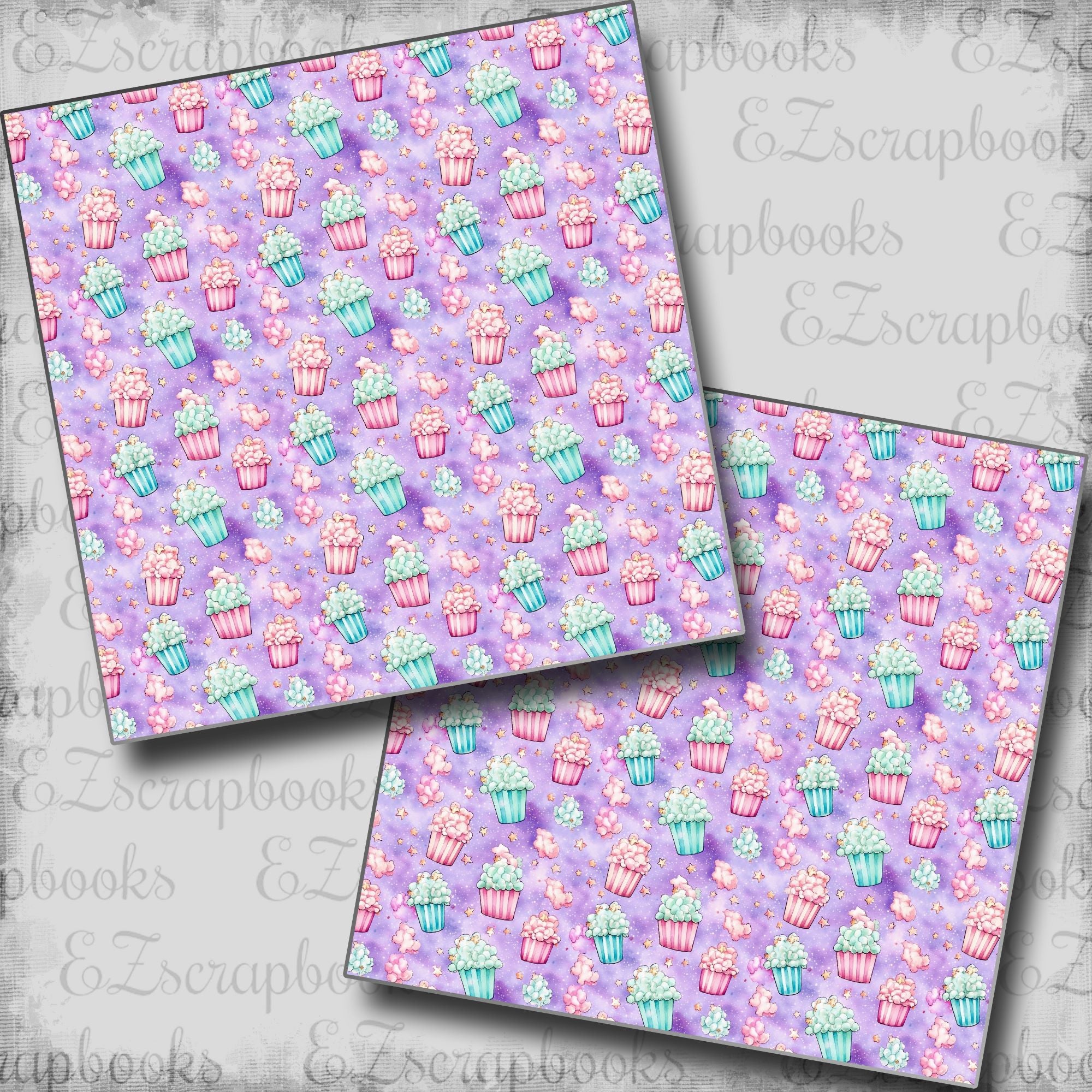 Pajama Party Popcorn Purple - Scrapbook Papers - 24-183 – EZscrapbooks