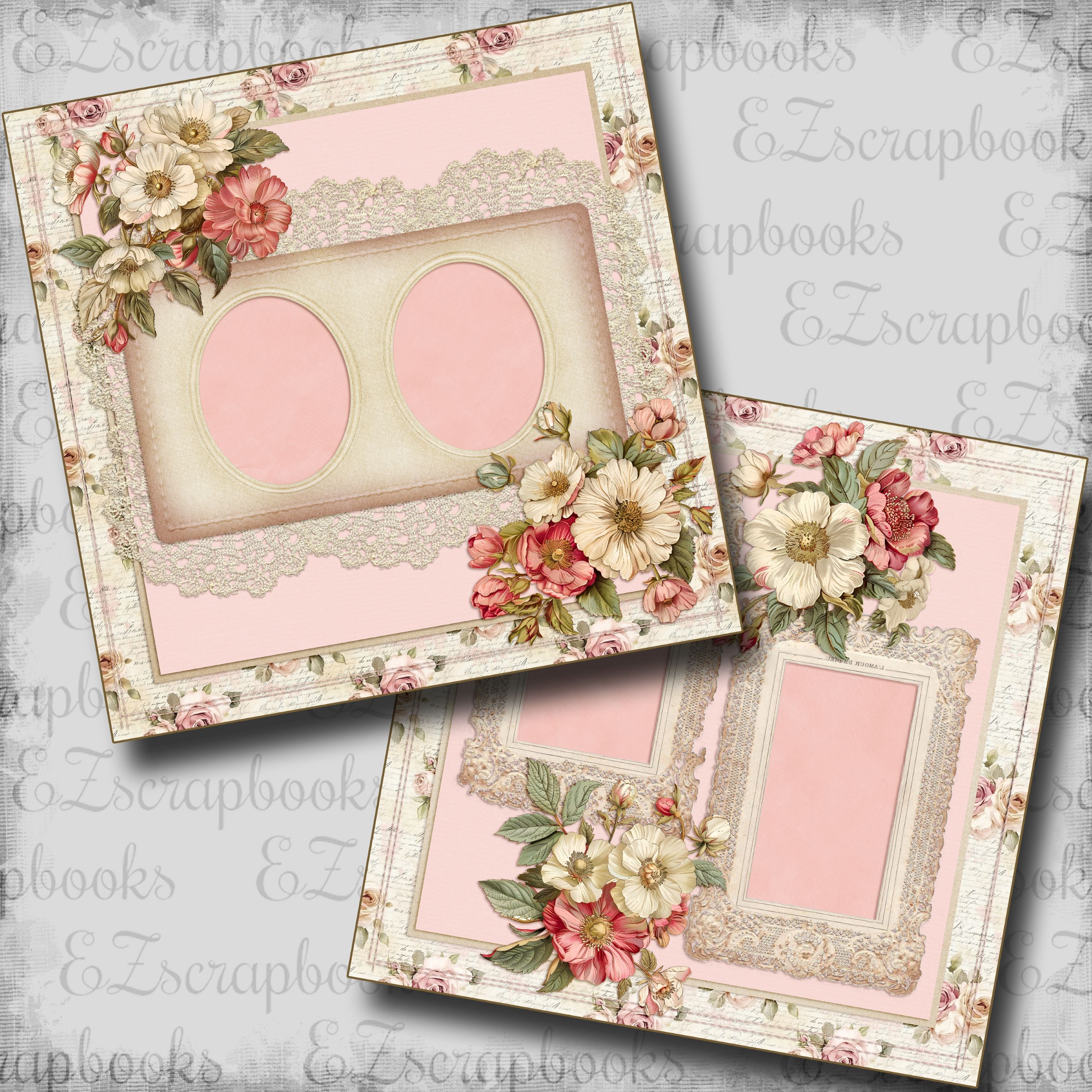 Floral & Lace Pink - Scrapbook Layout - 25-562 – EZscrapbooks
