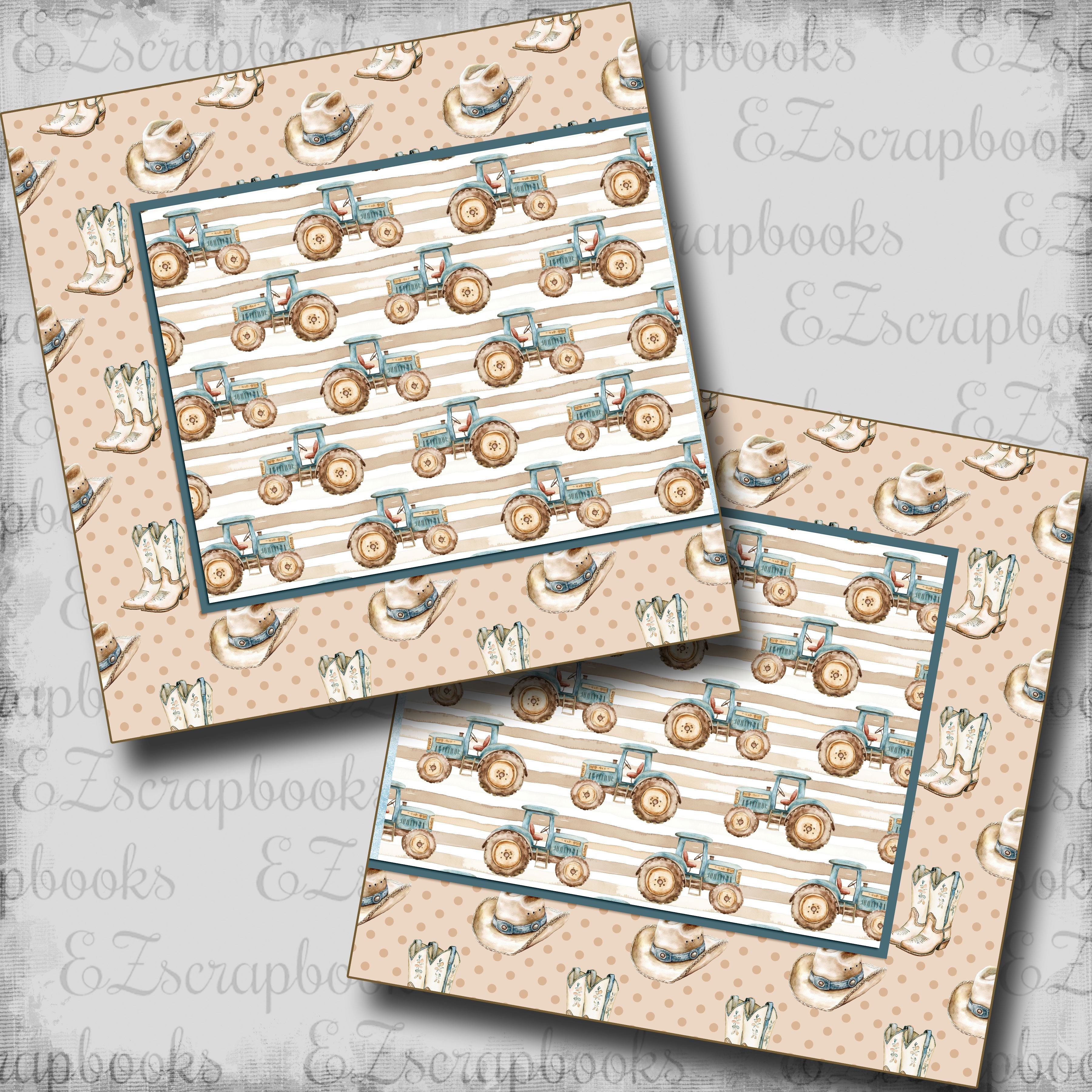 Blue Farm Tractors NPM - Scrapbook Layout - 25-749 – EZscrapbooks