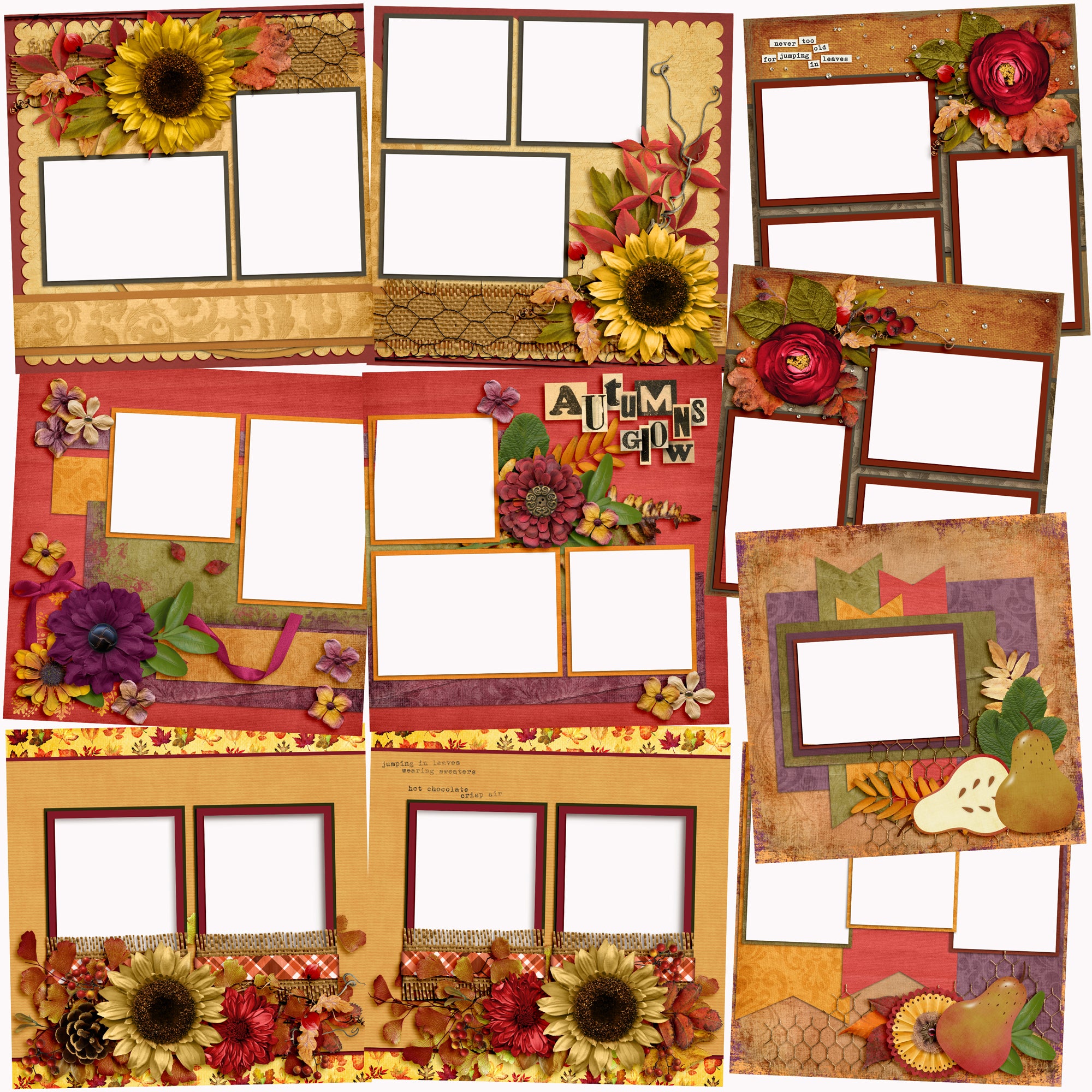 Autumn's Glow - EZ Quick Pages - Digital Bundle - 10 Digital Scrapbook ...