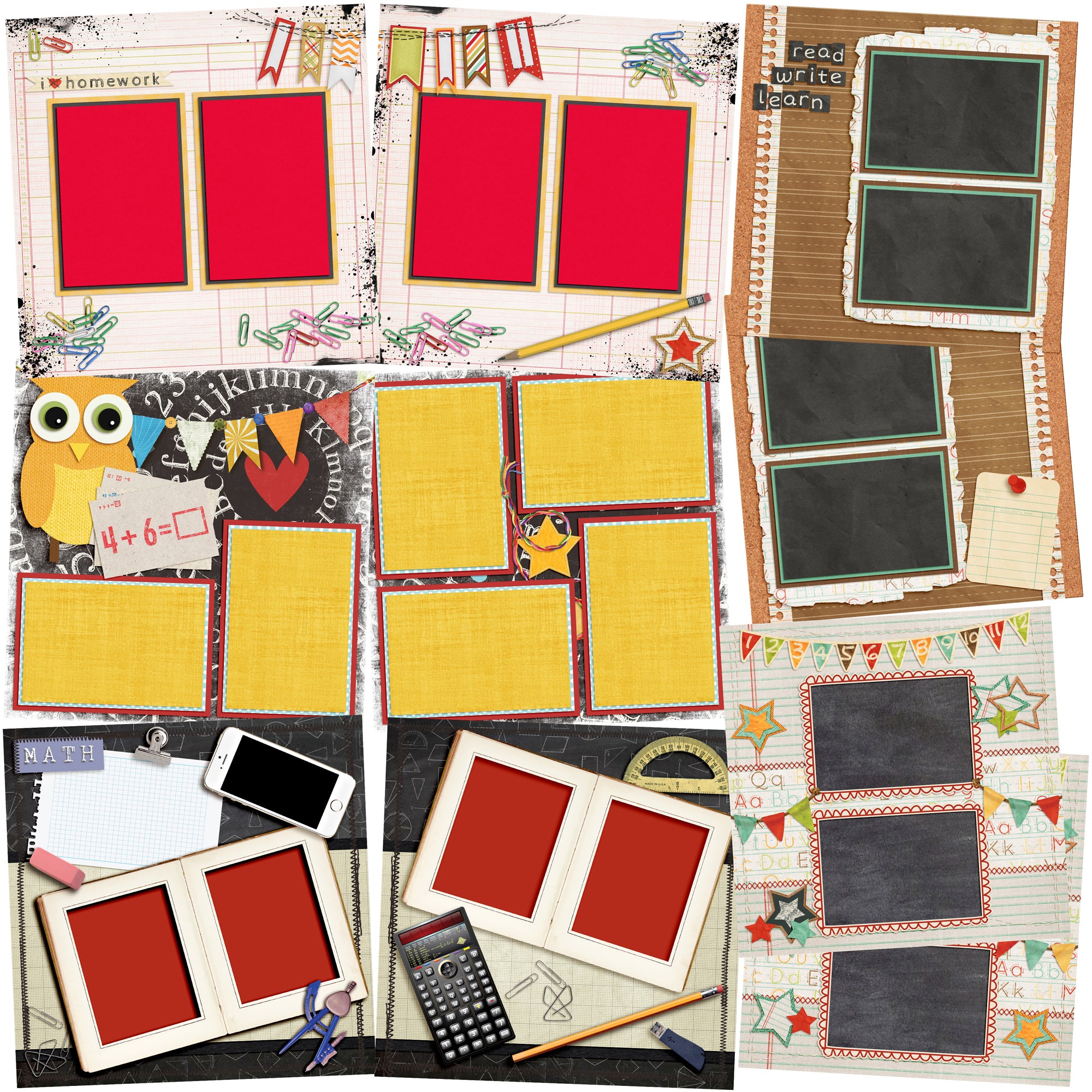 Back to School - Set of 5 Double Page Layouts - 1389 – EZscrapbooks