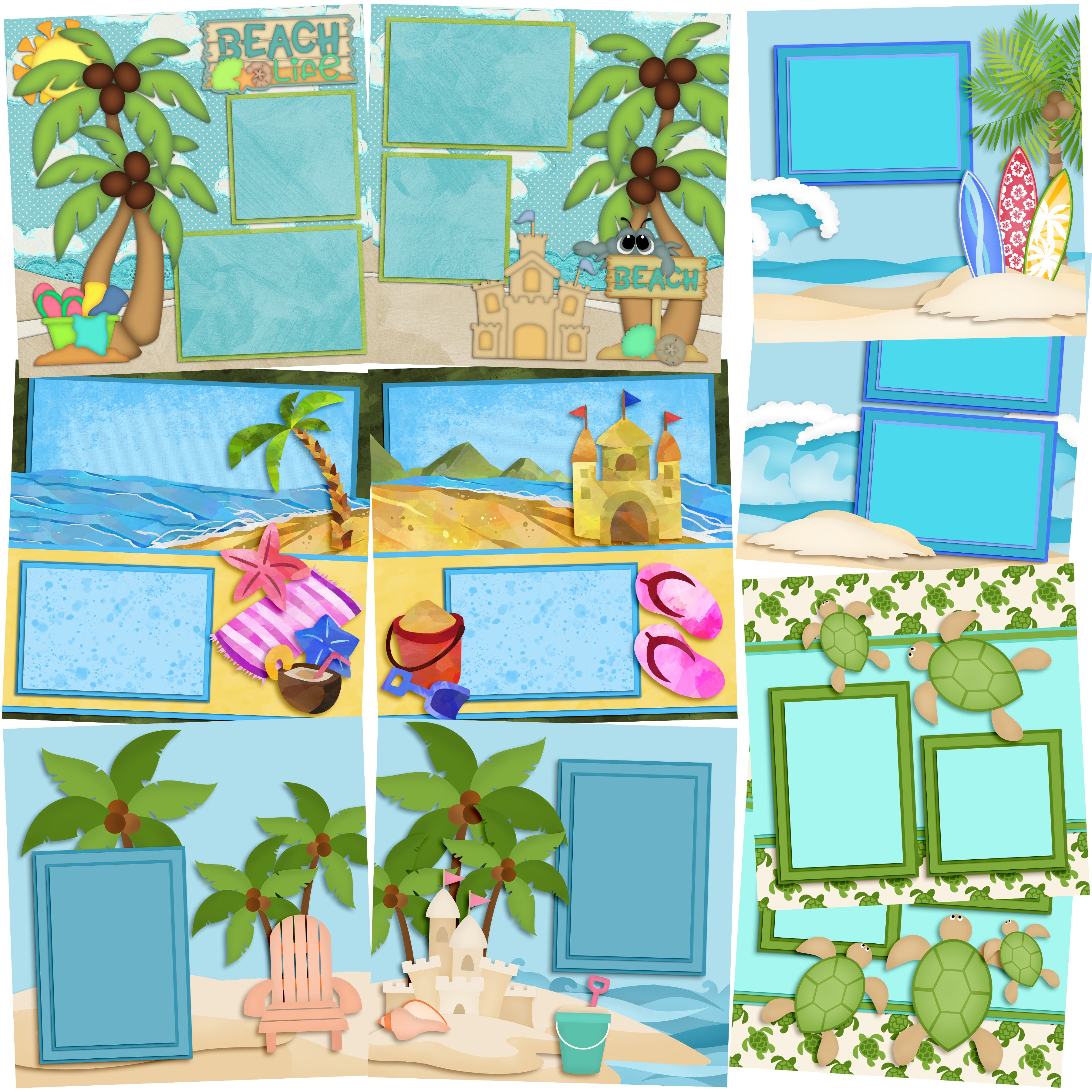 Beach Life - Set of 5 Double Page Layouts - 1235 – EZscrapbooks