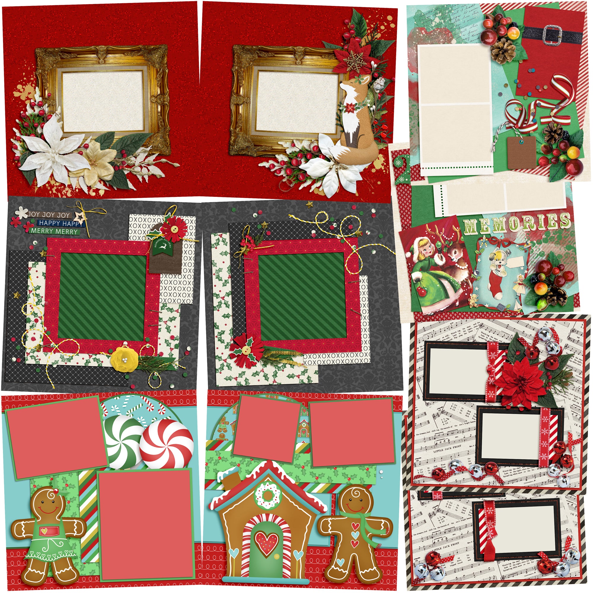 Christmas Glitter - Set of 5 Double Page Layouts - 1411 – EZscrapbooks