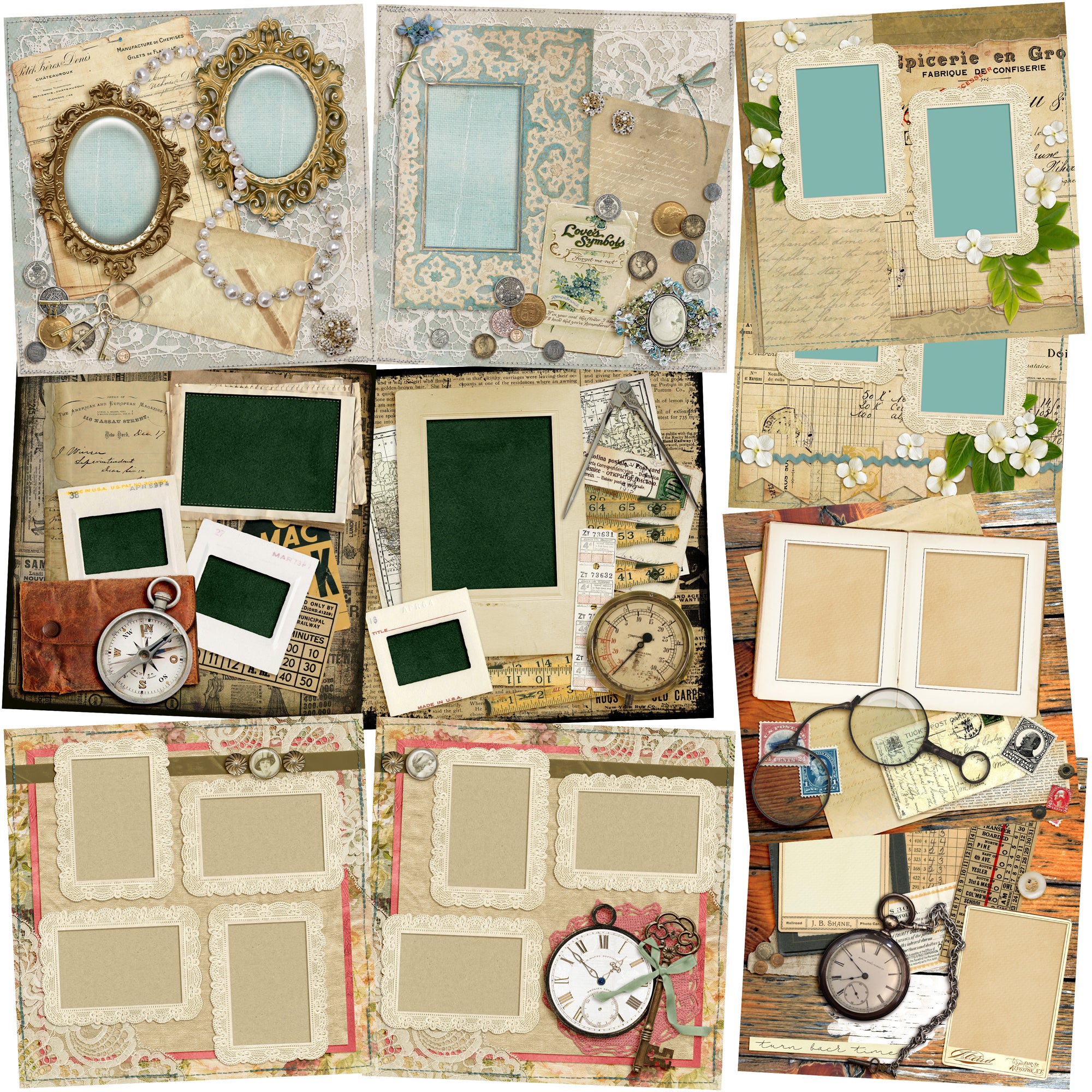 Heritage - Set of 5 Double Page Layouts - 1381 – EZscrapbooks