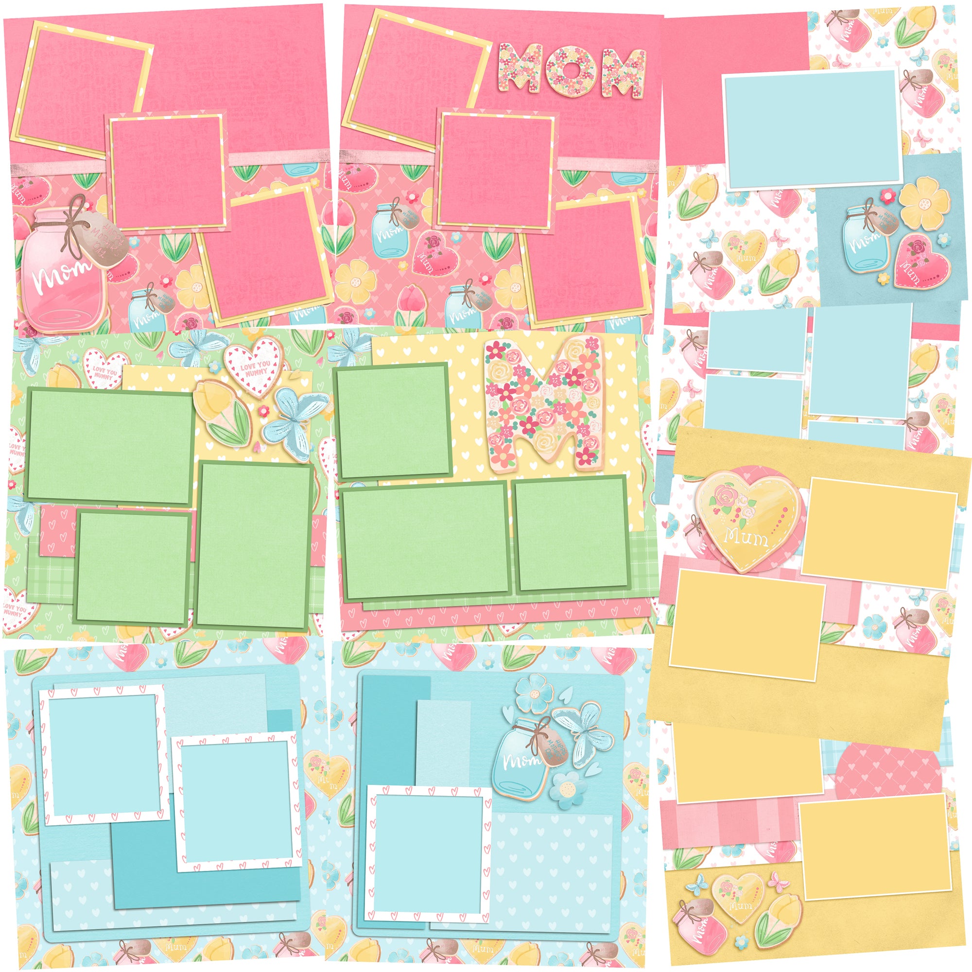 Love Mother - Set of 5 Double Page Layouts - 1848 – EZscrapbooks