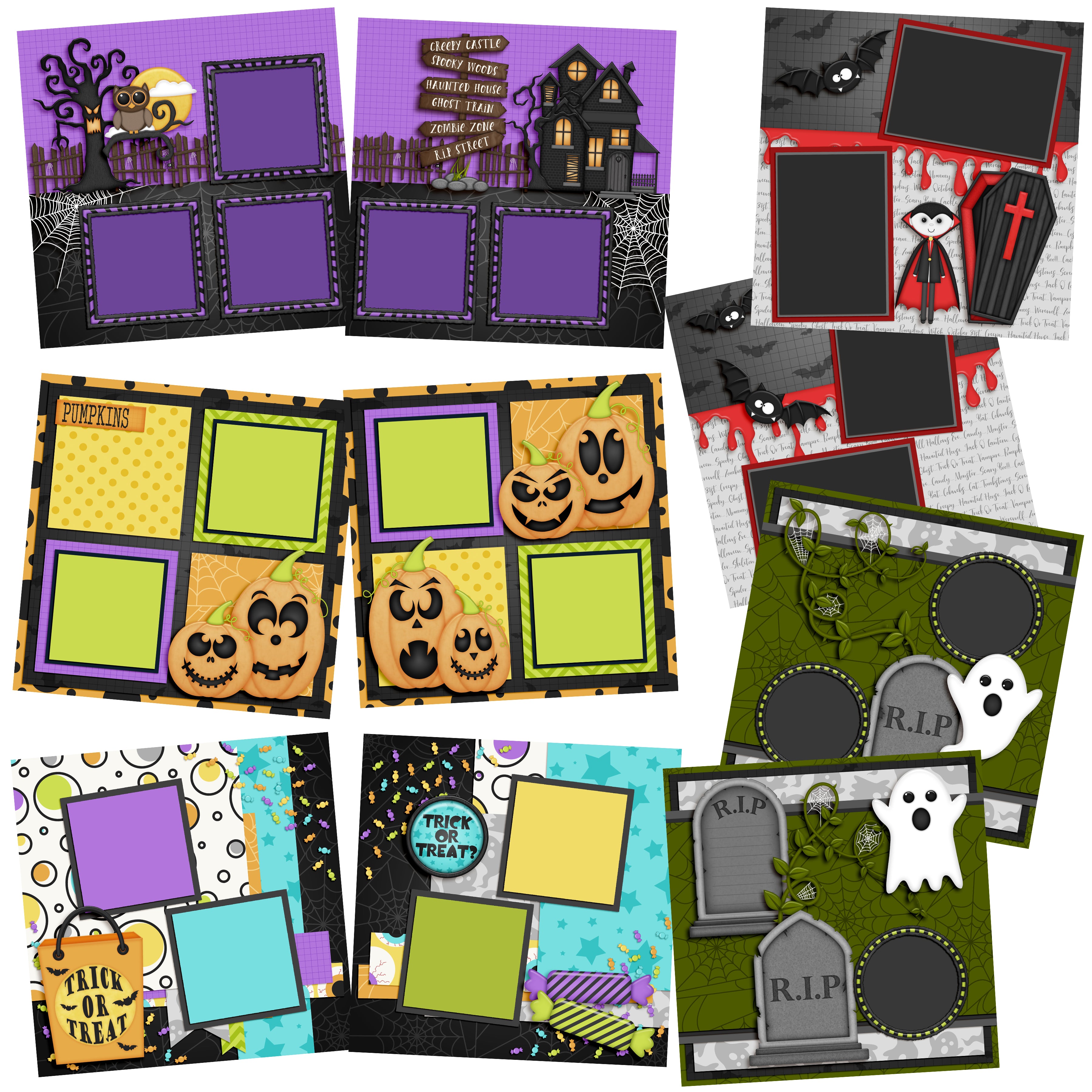 Creepy Castle Inhabitants - Set of 5 Double Page Layouts - 1516 ...