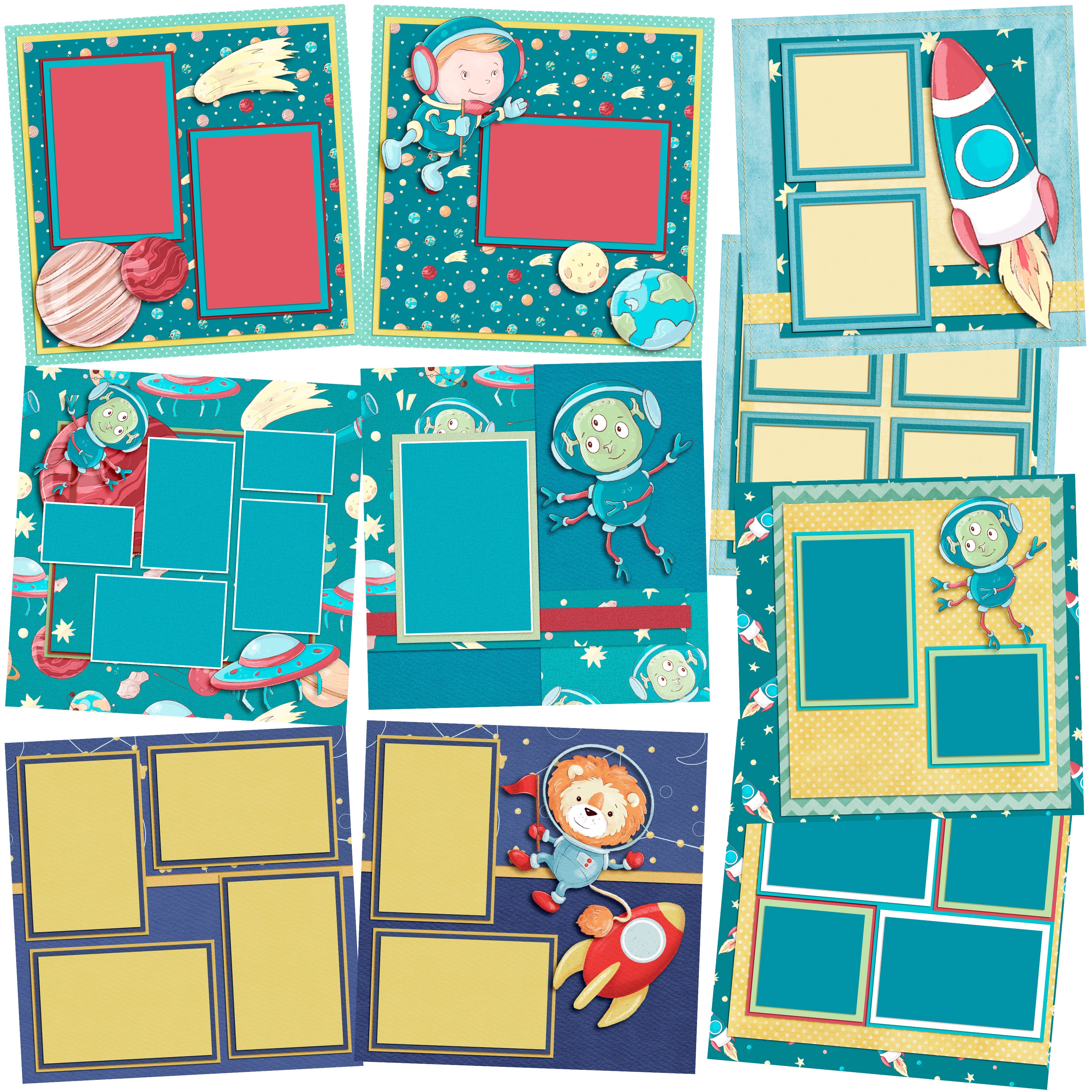 Space Adventures - Set of 5 Double Page Layouts - 1576 – EZscrapbooks