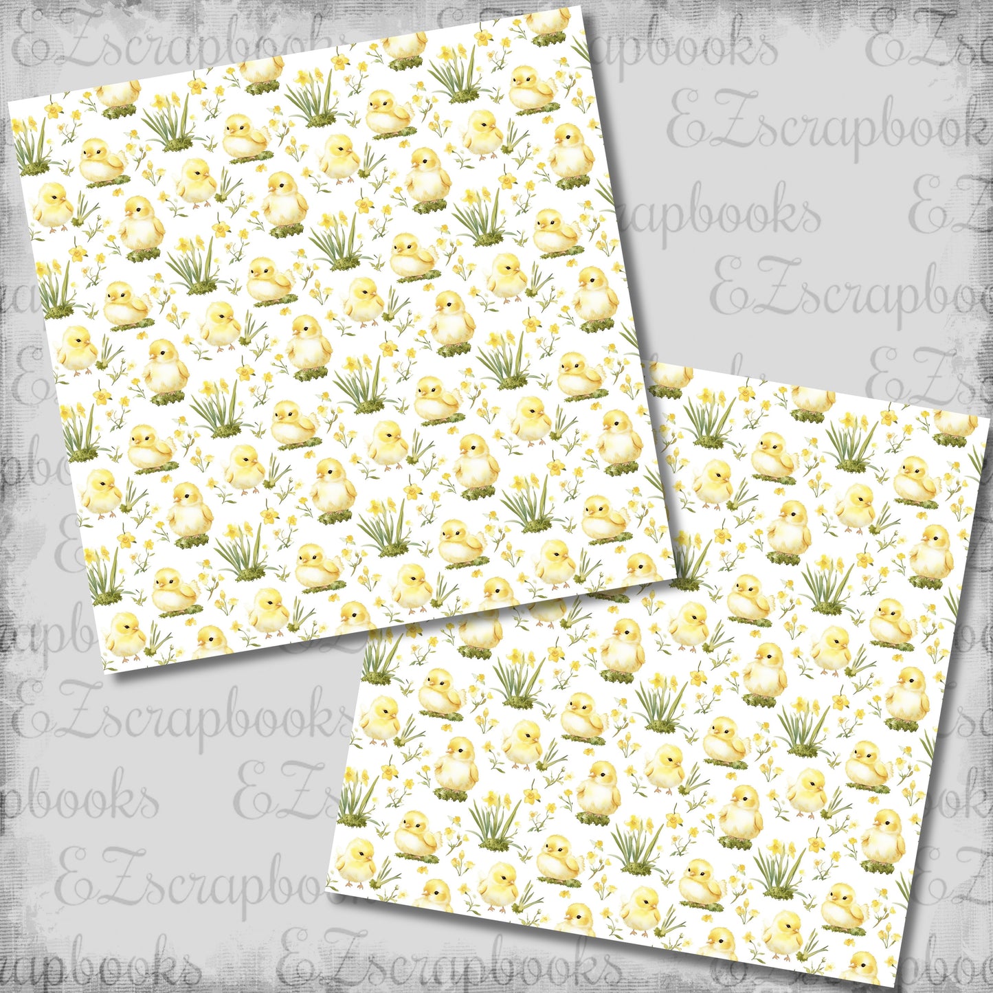 Yellow Cottagecore Easter Chicks - 12x12 Scrapbook Papers - 26-146 ...