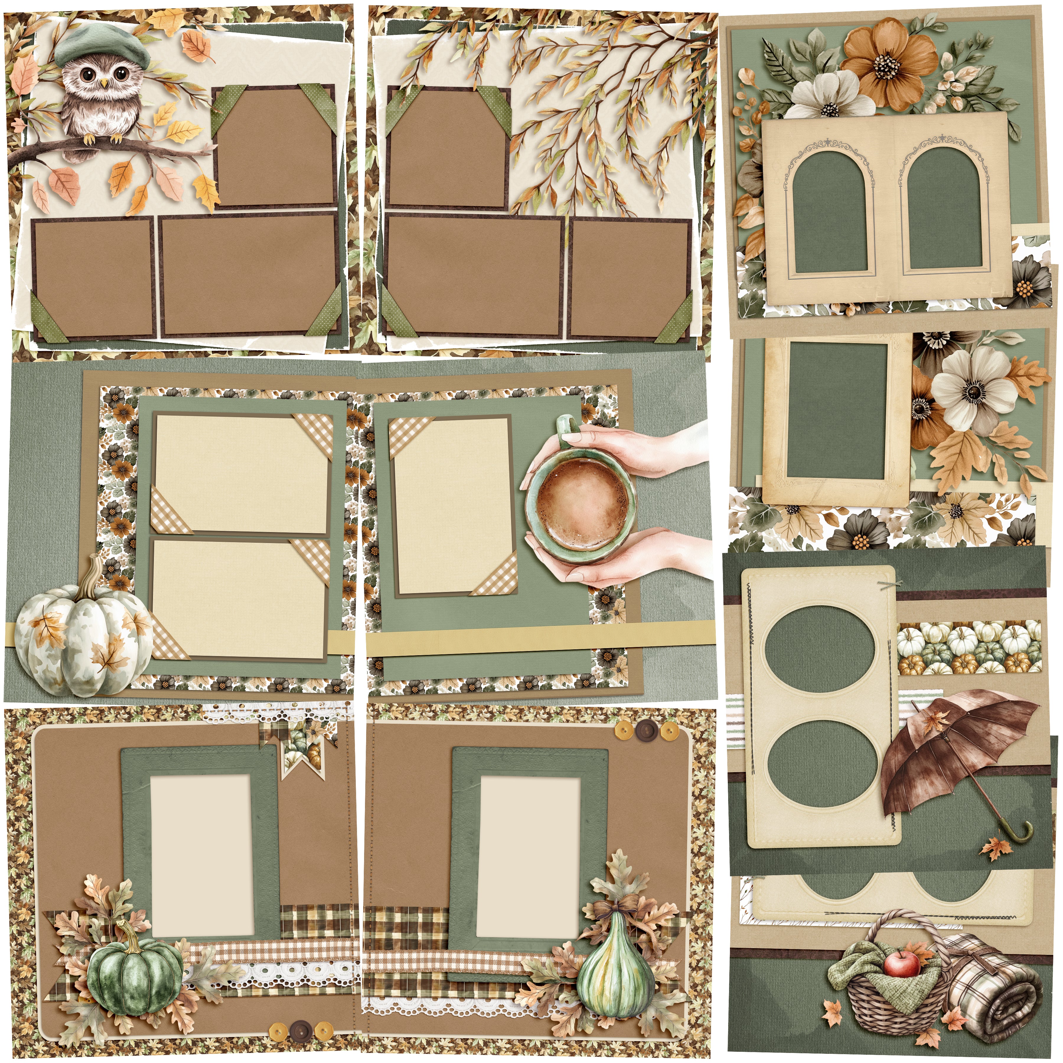 Autumn Gallery - Set of 5 Double Page Scrapbook Layouts - 25-1072 ...
