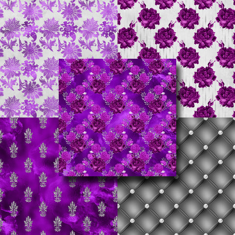 Royal Purple & Silver Floral - Paper Pack - 8412 – EZscrapbooks