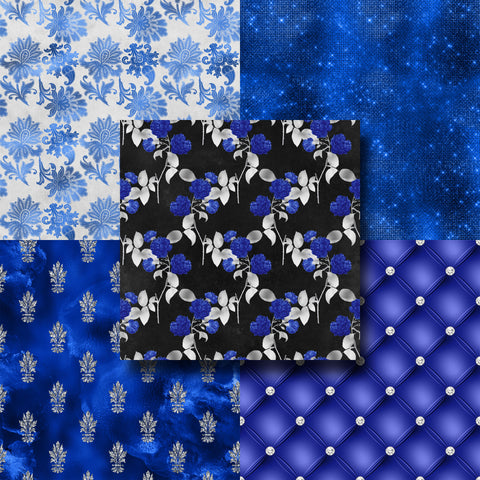 Royal Blue & Silver Floral - Paper Pack - 8410 – EZscrapbooks