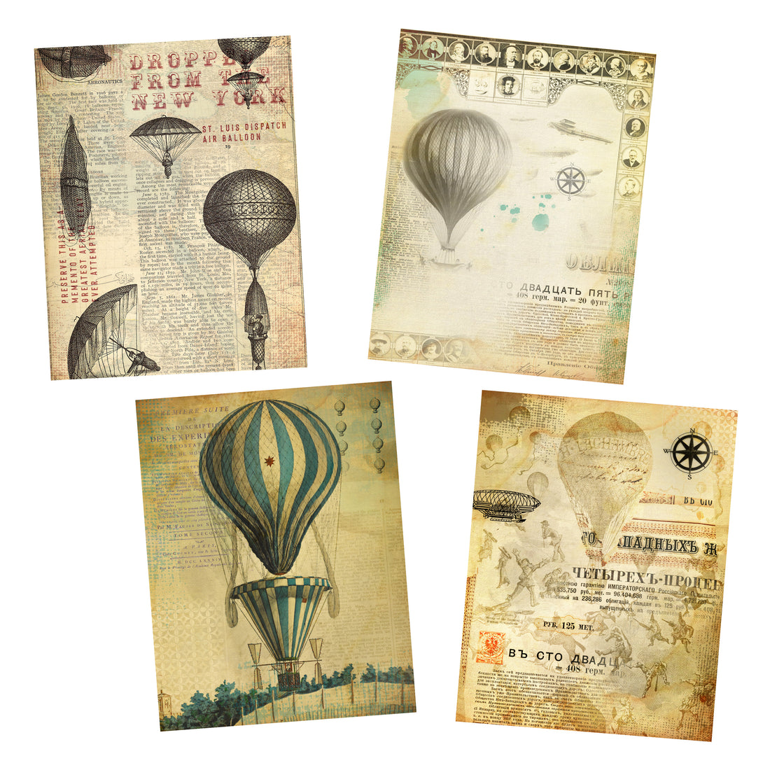 Vintage Air Balloons Journal Paper Pack - 7132 – EZscrapbooks