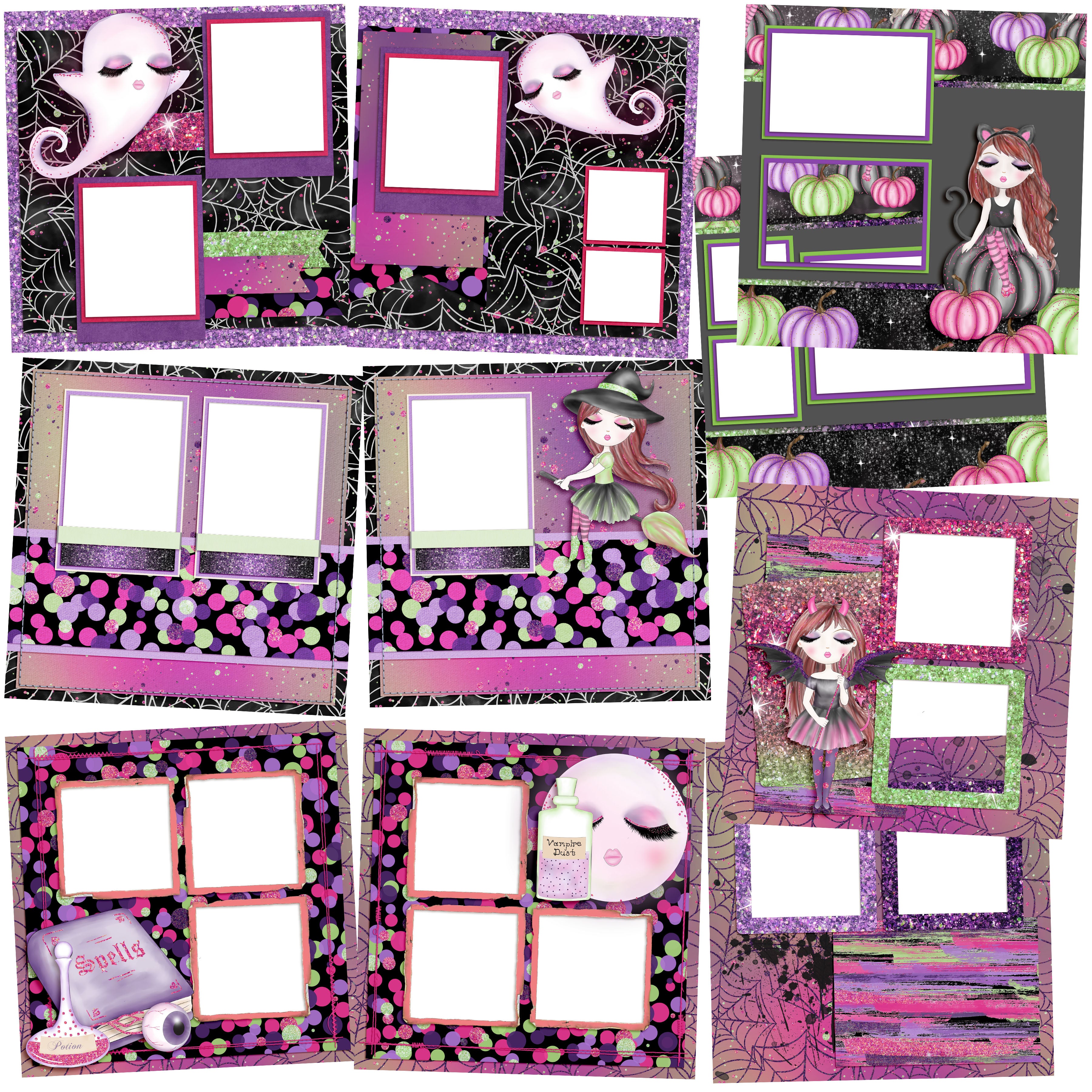 Fabulous Ghouls EZ Quick Pages - Digital Bundle - 10 Digital Scrapbook ...