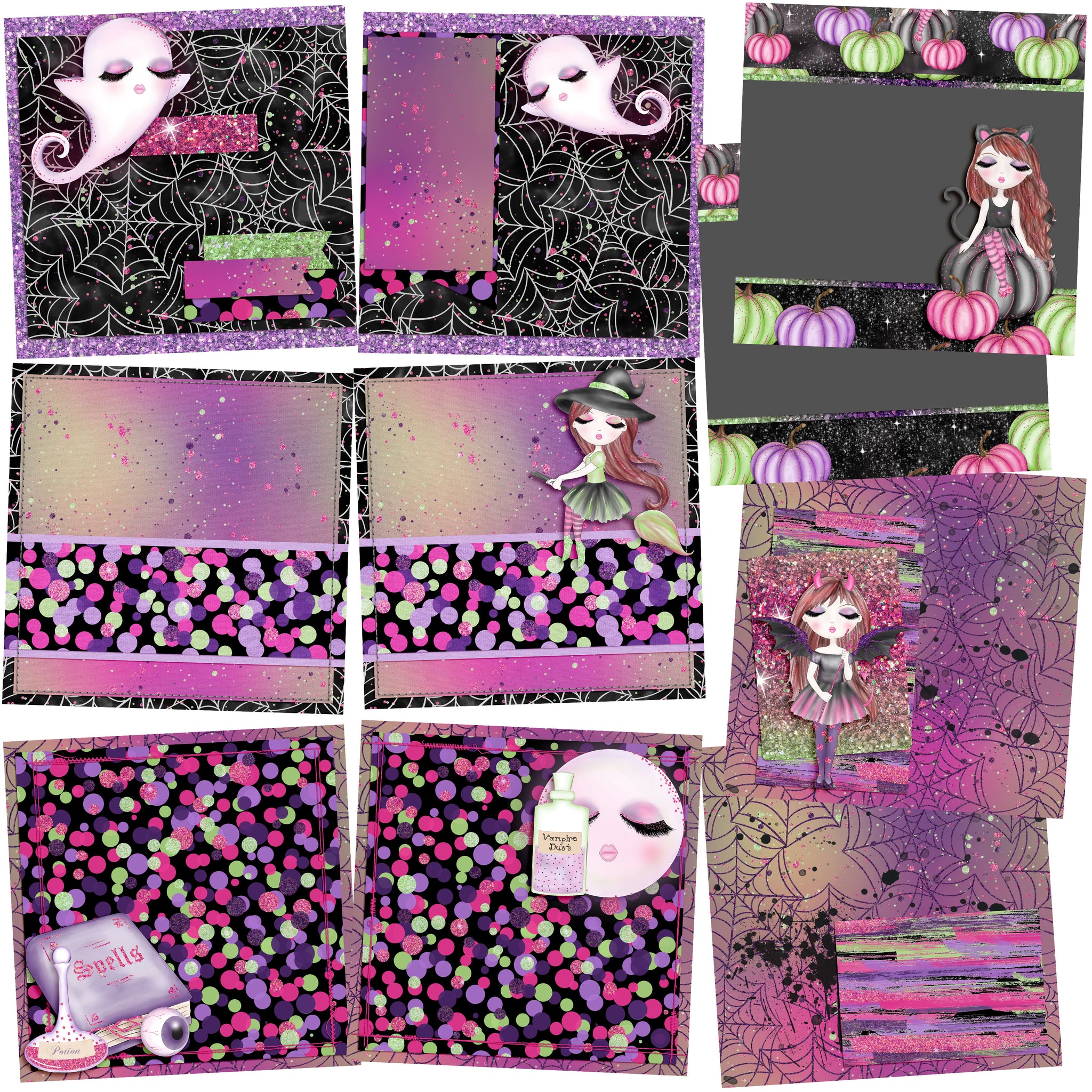 Fabulous Ghouls EZ Background Pages - Digital Bundle - 10 Digital Scra ...
