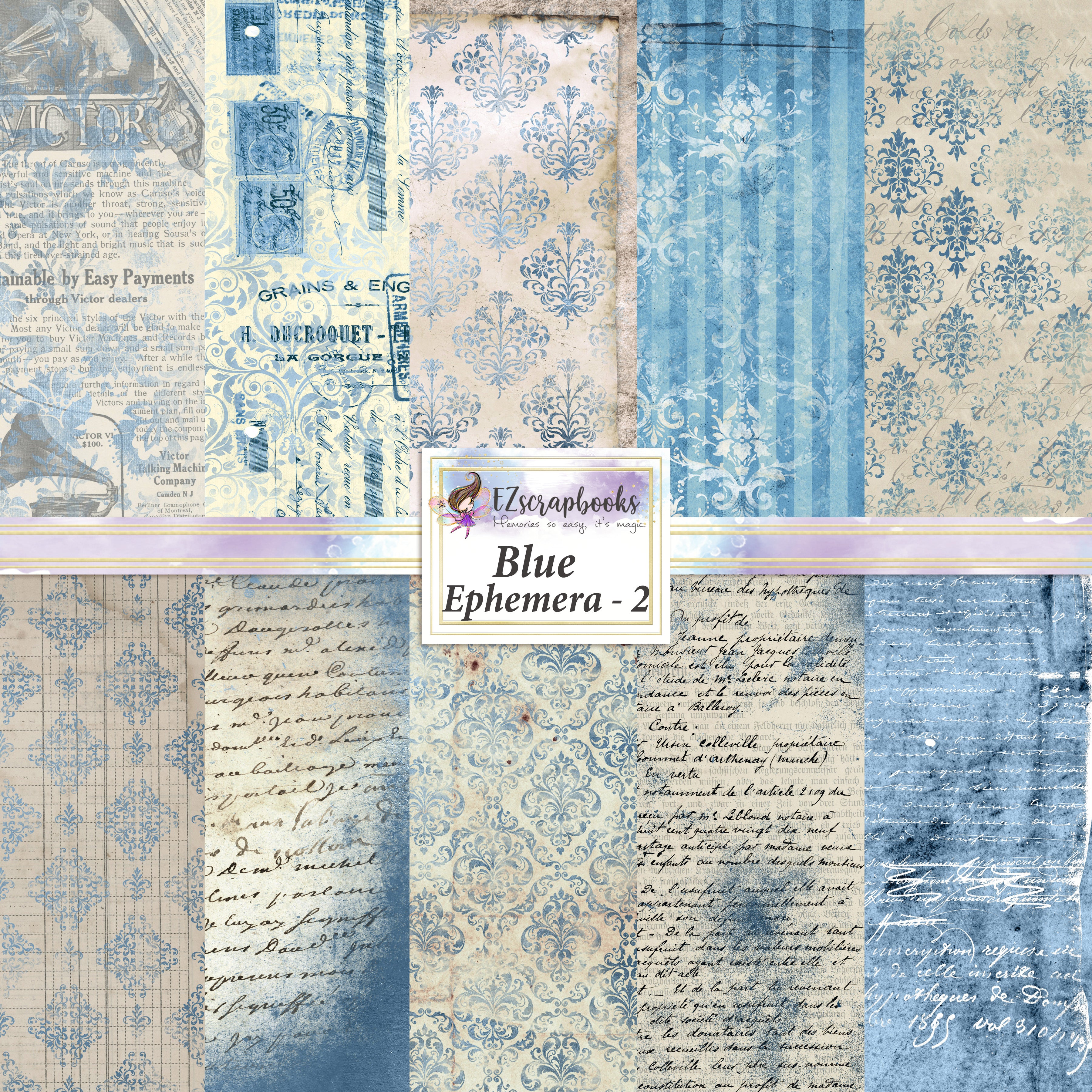 Blue Ephemera 2 - Paper Pack - 8148 – EZscrapbooks