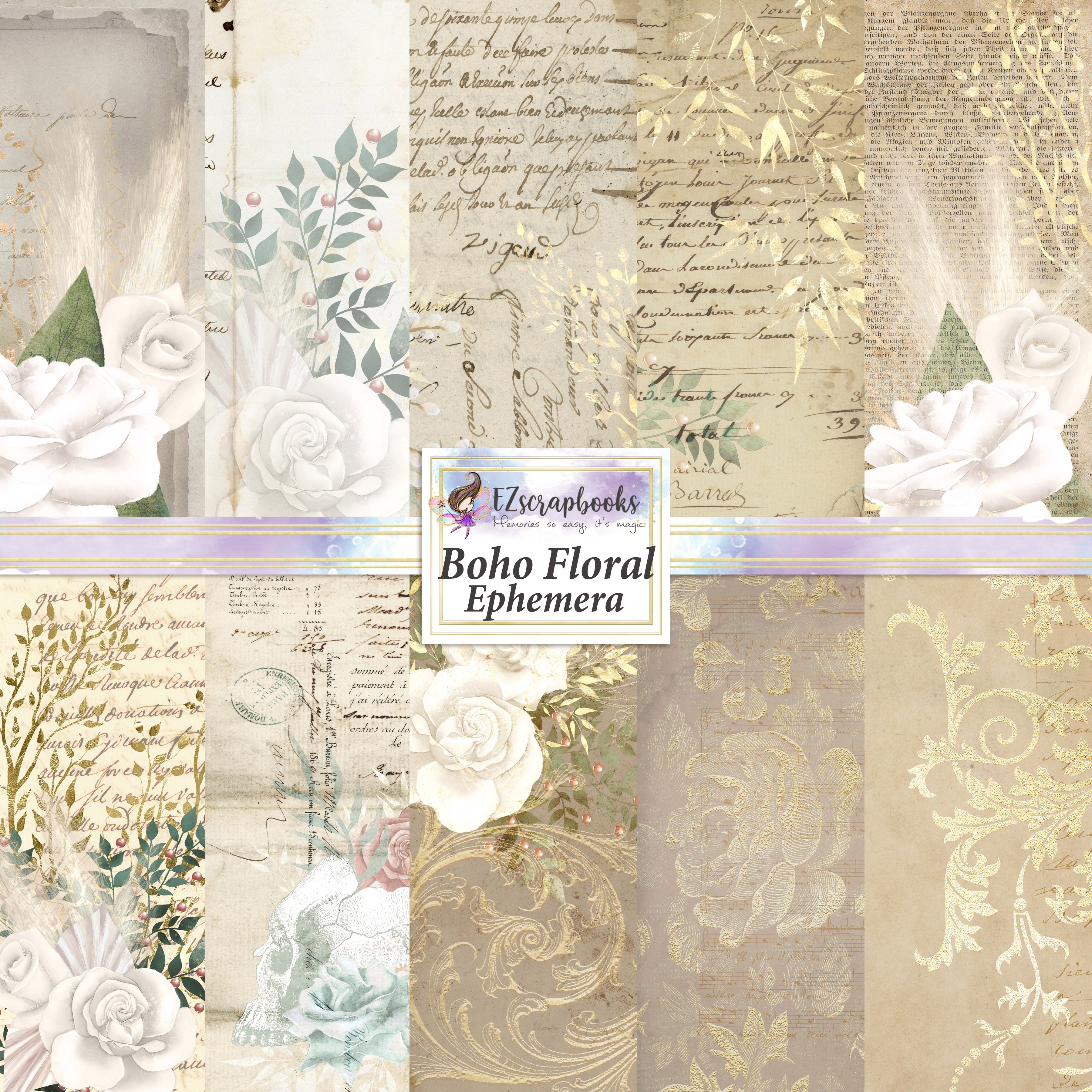 BoHo Floral Ephemera - Paper Pack - 8156 – EZscrapbooks