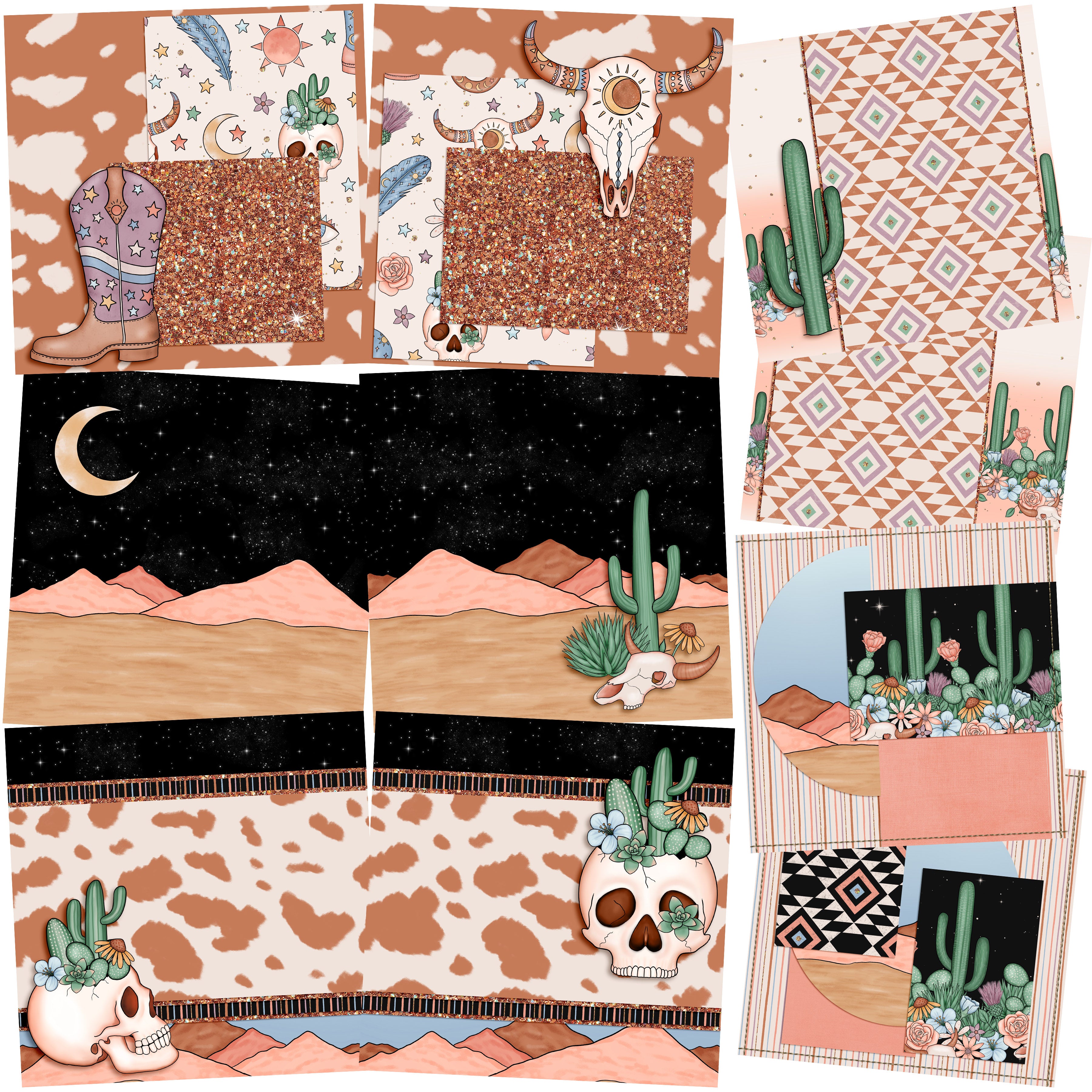 Southwest EZ Background Pages - Digital Bundle - 10 Digital Scrapbook ...