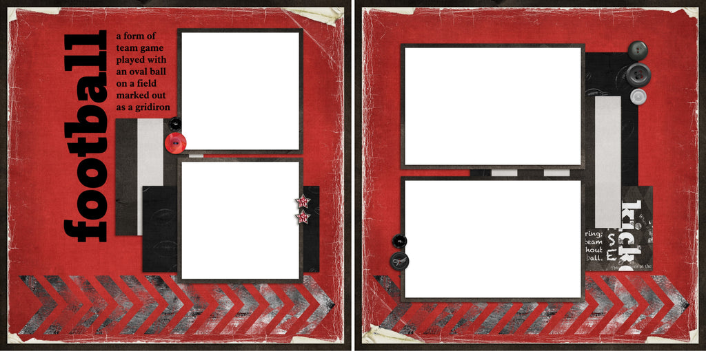 Football Red - Digital Scrapbook Pages - INSTANT DOWNLOAD – EZscrapbooks