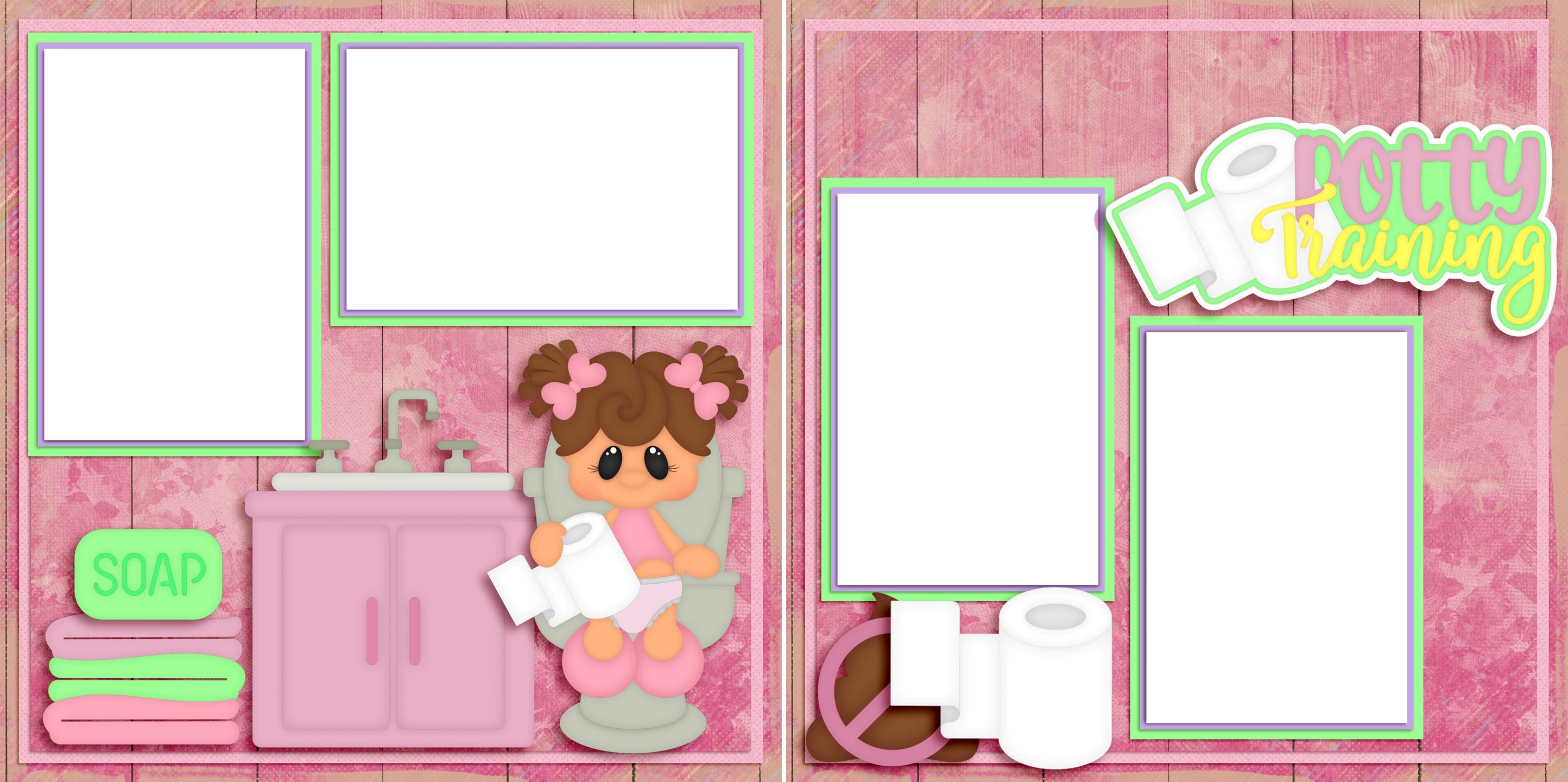 Potty Training Girl - Digital Scrapbook Pages - INSTANT DOWNLOAD ...