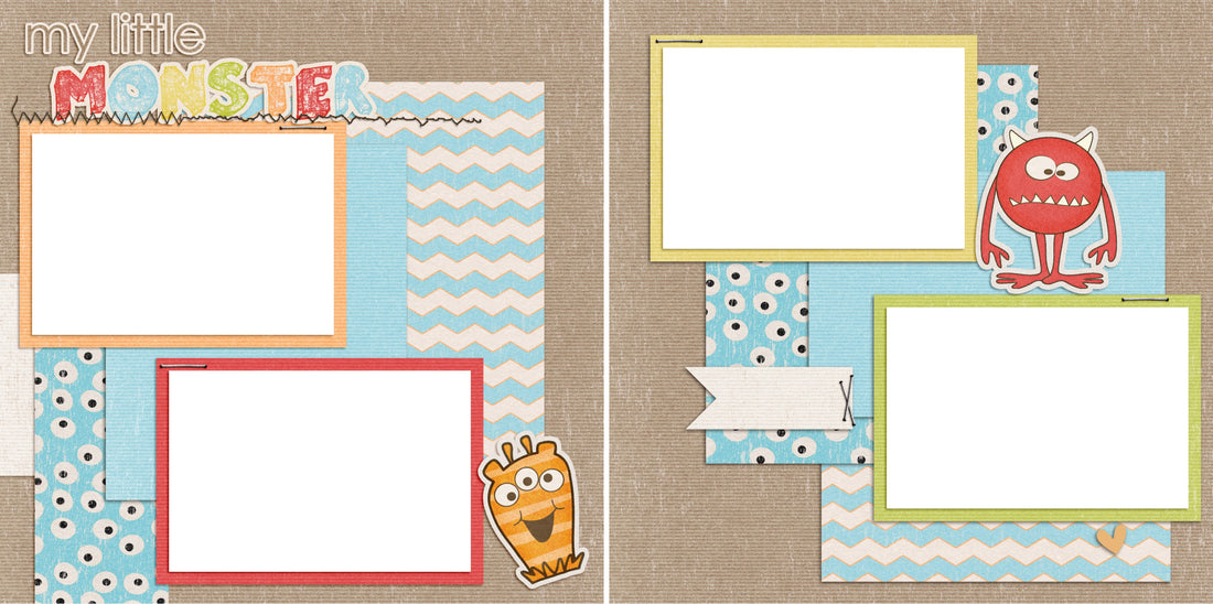 My Little Monster - Digital Scrapbook Pages - INSTANT DOWNLOAD ...