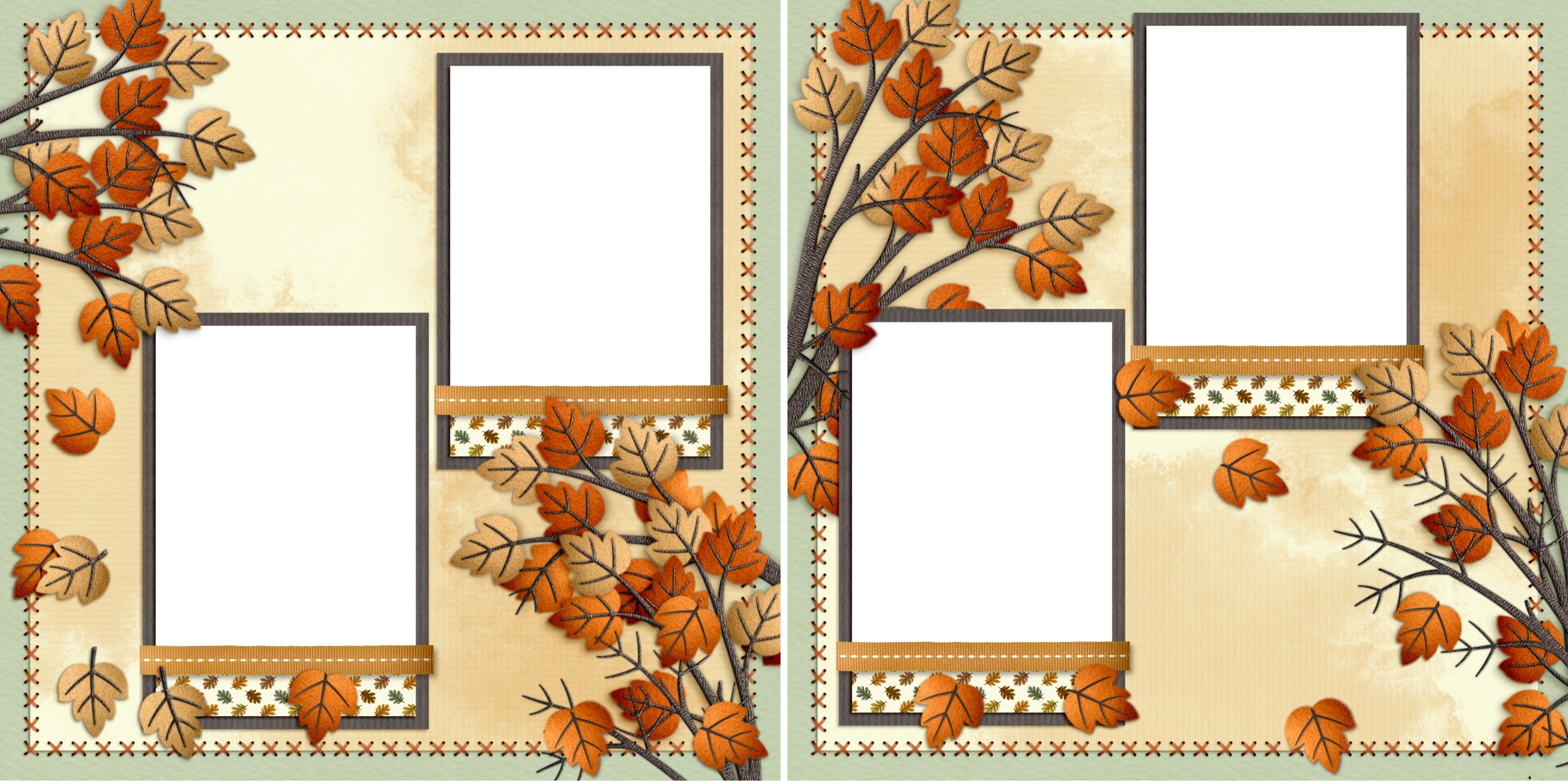 Fall Leaves - Digital Scrapbook Pages - INSTANT DOWNLOAD - 2019 ...