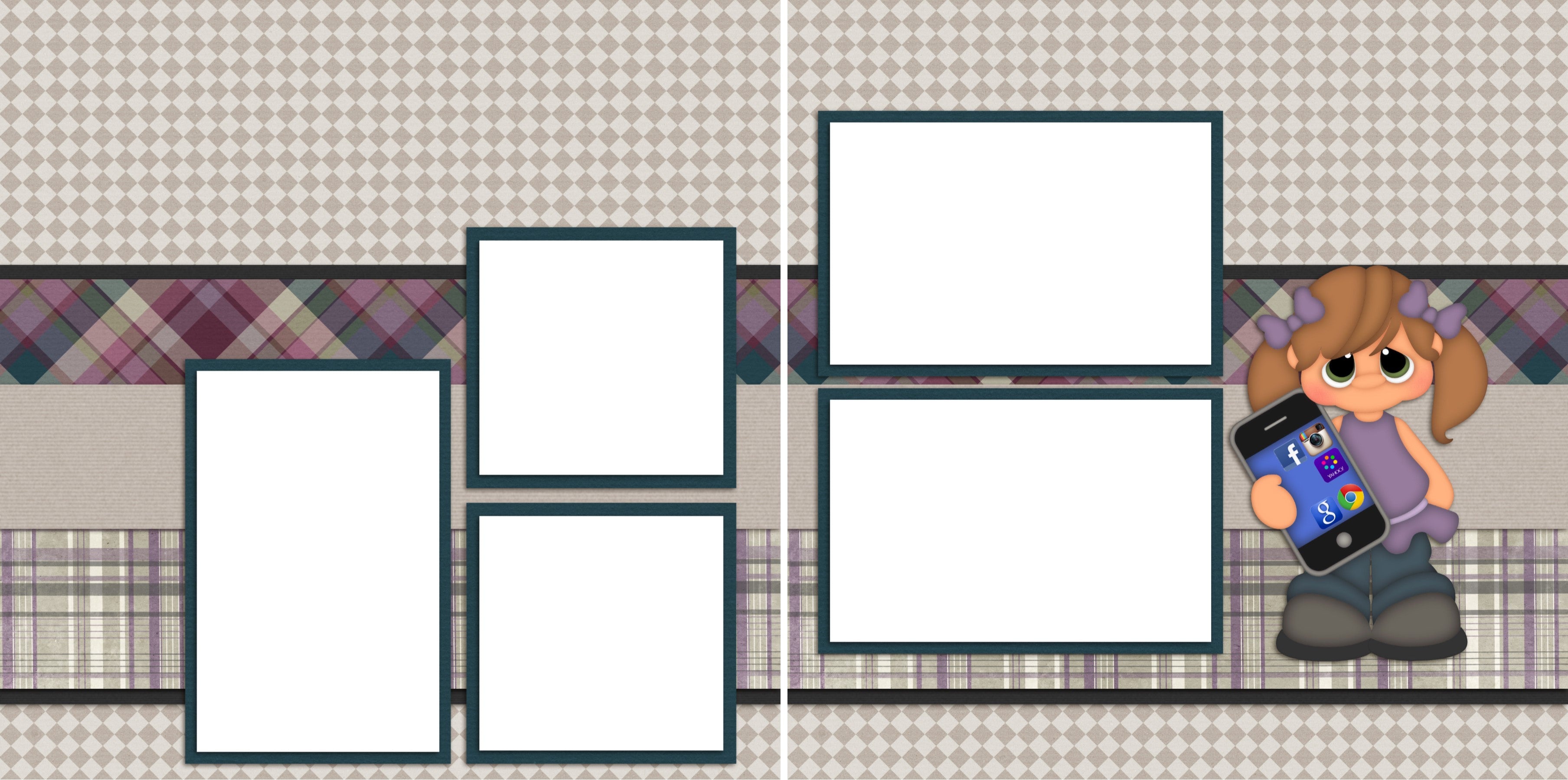 Cell Phone Girl - Digital Scrapbook Pages - INSTANT DOWNLOAD – EZscrapbooks