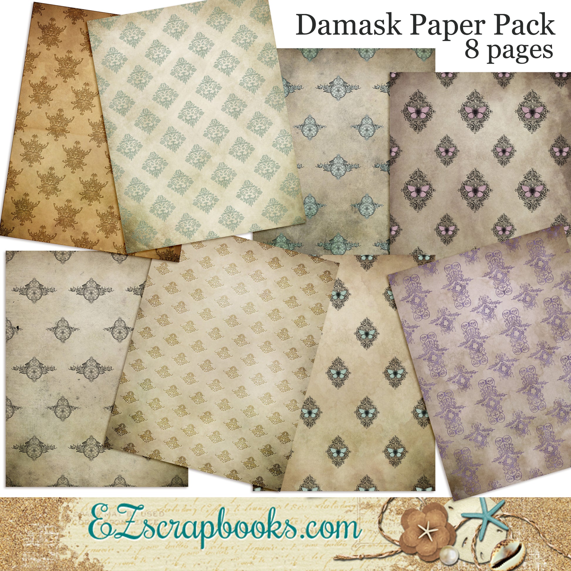 Damask Journal Paper Pack - 7030 – EZscrapbooks