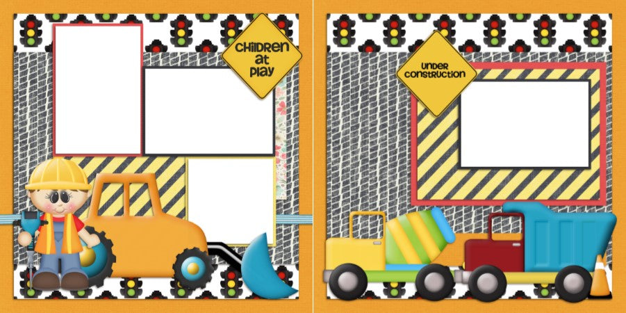 Construction - Digital Scrapbook Pages - INSTANT DOWNLOAD – EZscrapbooks